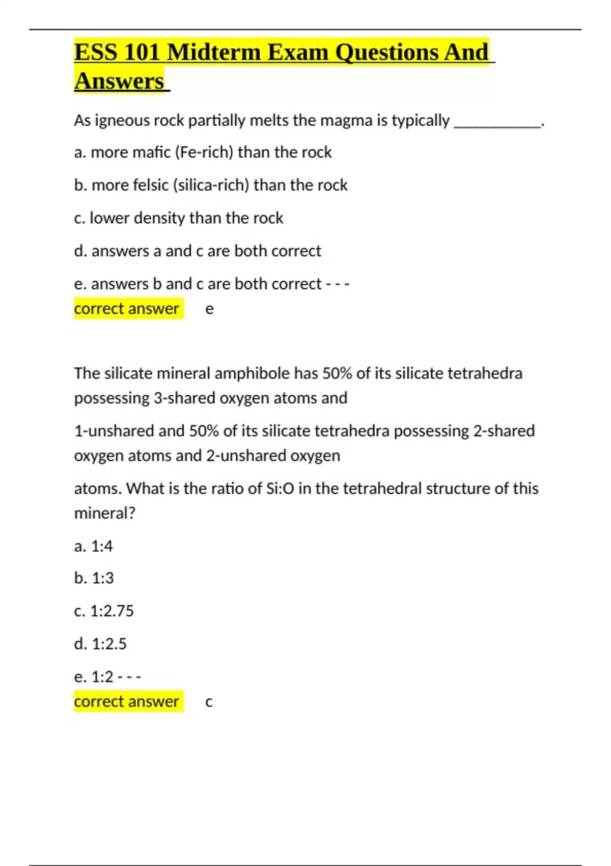 Geol Test 2 Plate Tectonics Exam Questions And Answers.docx - ESS ...