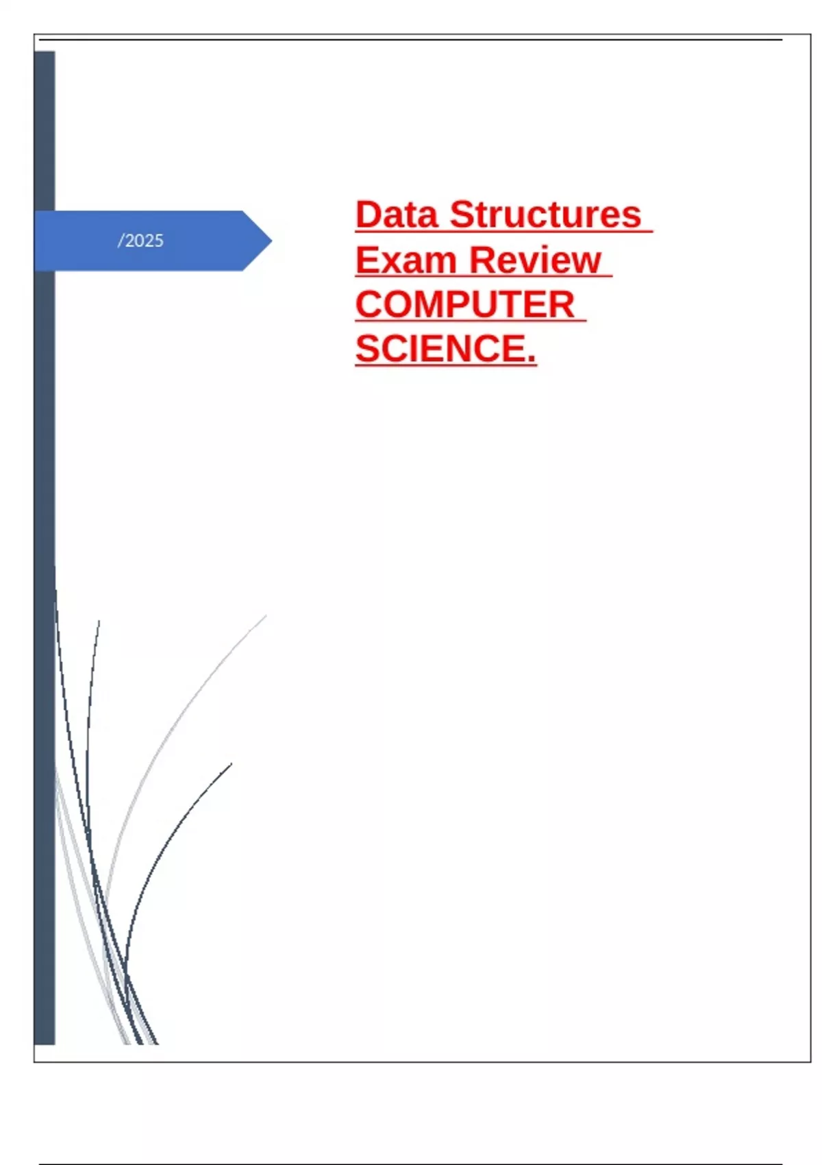 Data Structures Exam Review – Computer Science 2025 – Comprehensive Q&A Guide for Java ...