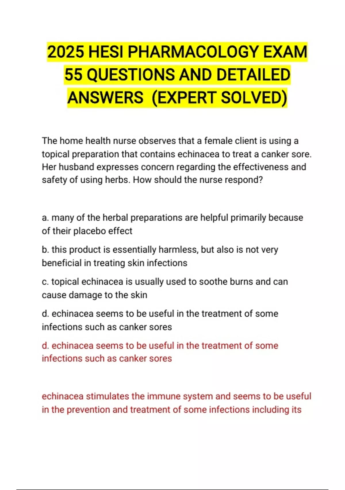2025 HESI PHARMACOLOGY EXAM 55 QUESTIONS AND DETAILED ANSWERS (EXPERT ...
