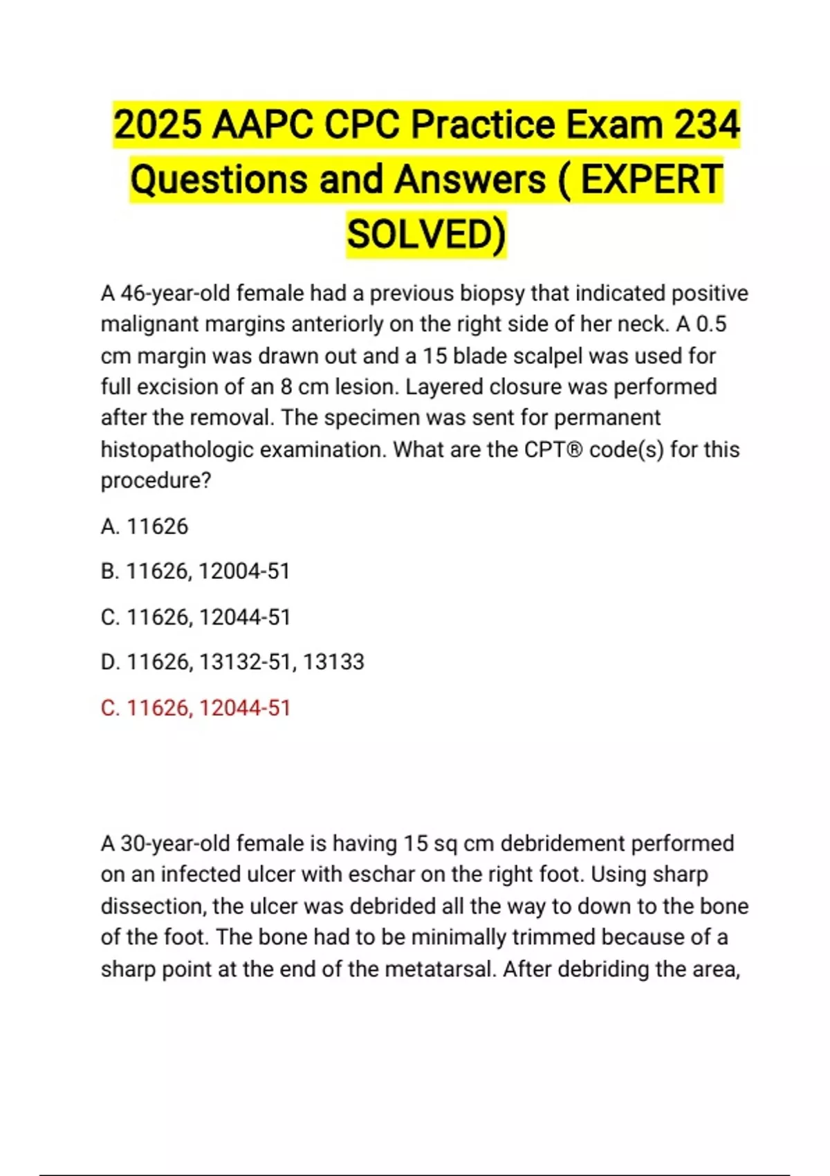 2025 AAPC CPC Practice Exam 234 Questions and Answers ( EXPERT SOLVED ...