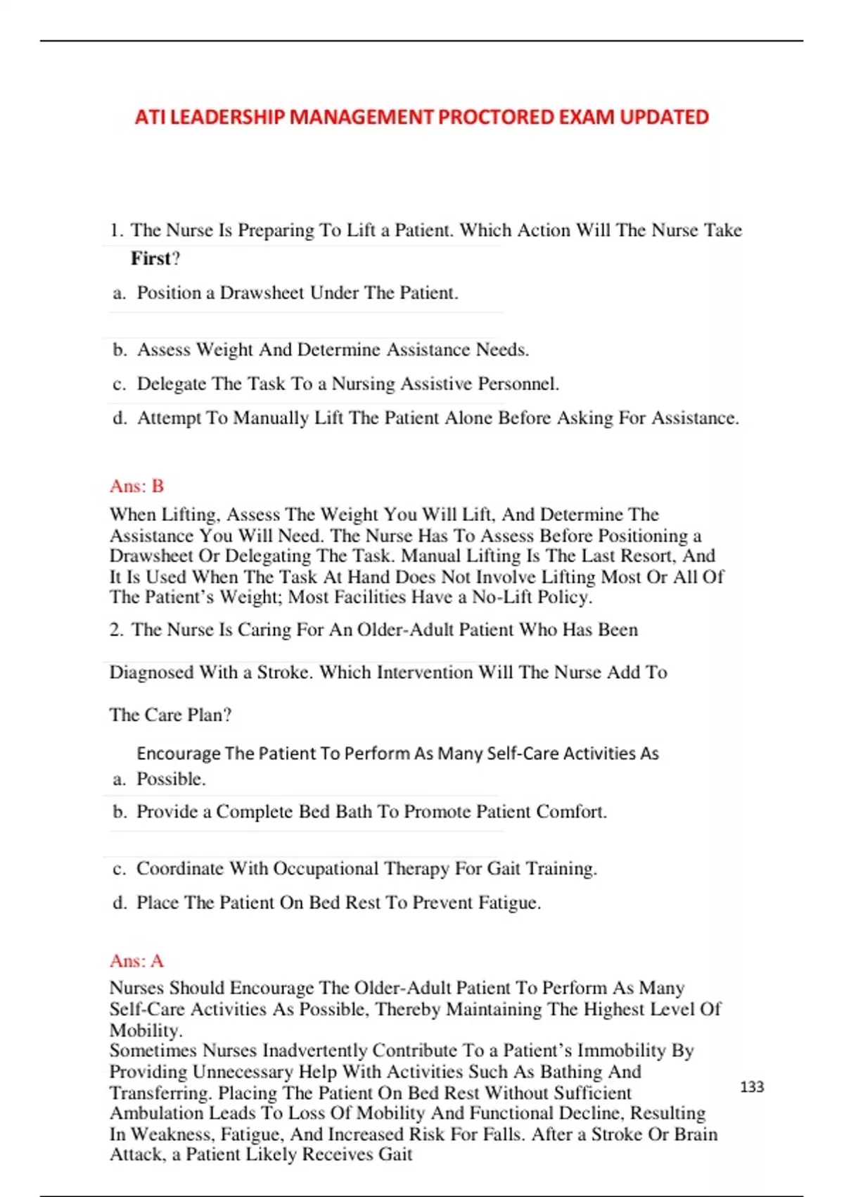 ATI LEADERSHIP MANAGEMENT PROCTORED EXAM QUESTIONS AND ANSWERS 2025 ...