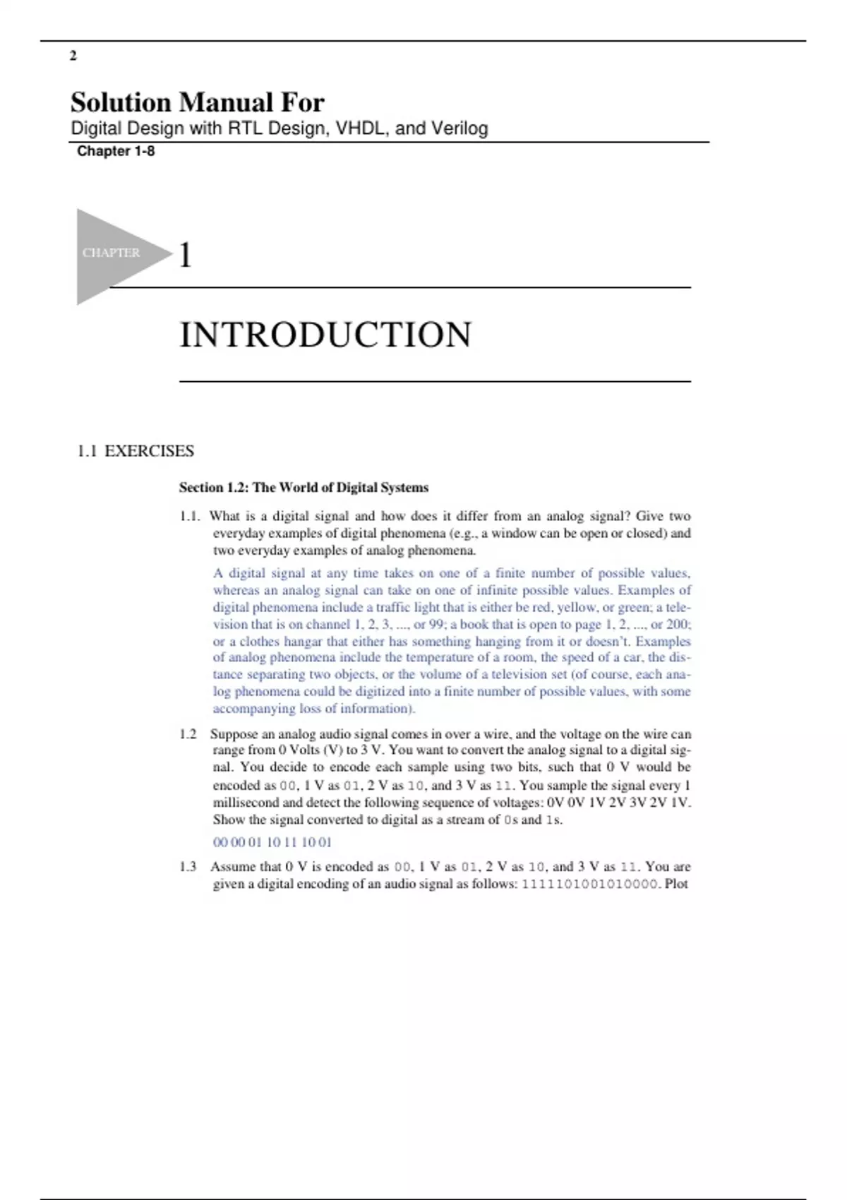 Solution Manual For Digital Design With Rtl Design Vhdl And Verilog Chapter 1 8 Solution