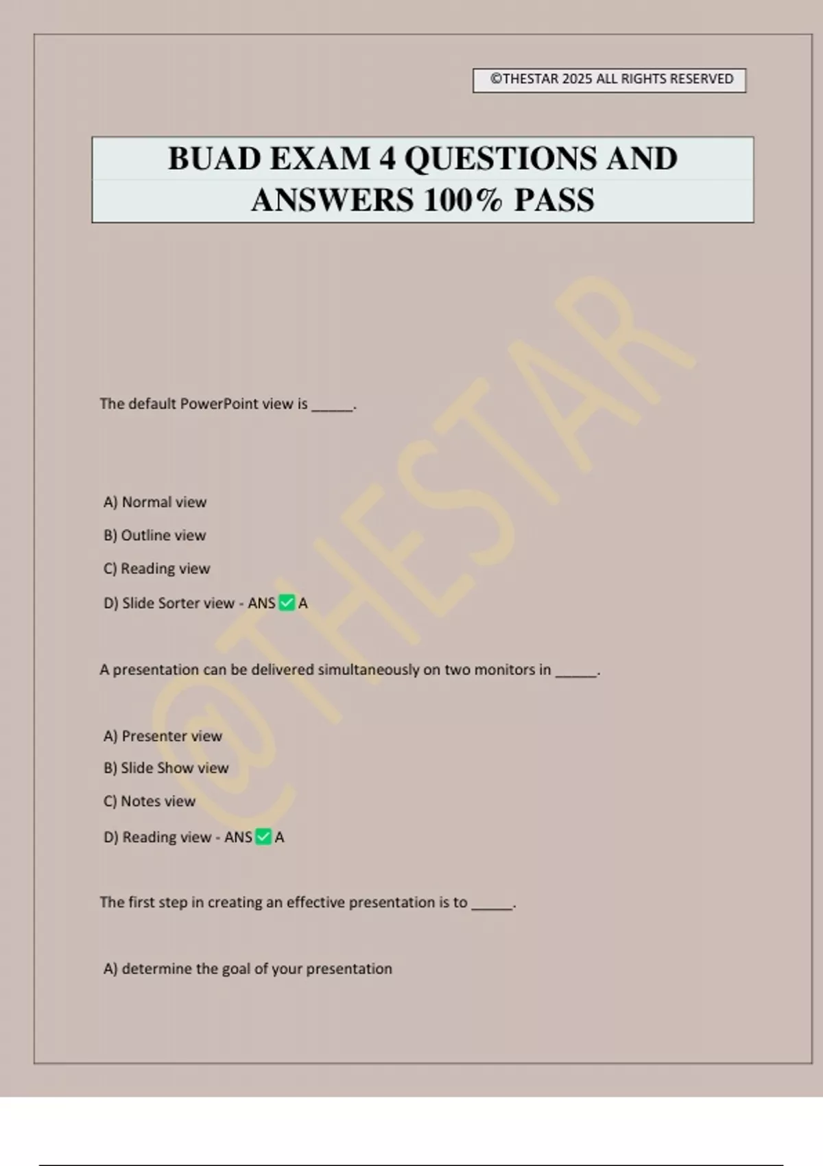 BUAD EXAM 4 QUESTIONS AND ANSWERS 100% PASS - BUAD - Stuvia US