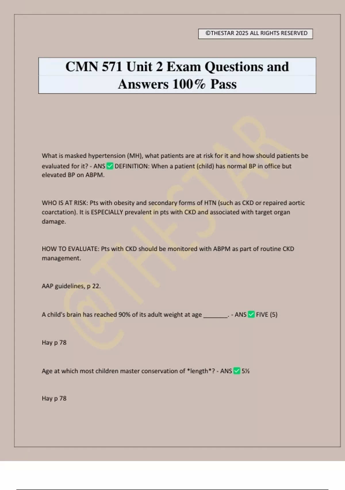CMN 571 Unit 2 Exam Questions and Answers 100% Pass - CMN 571 - Stuvia US