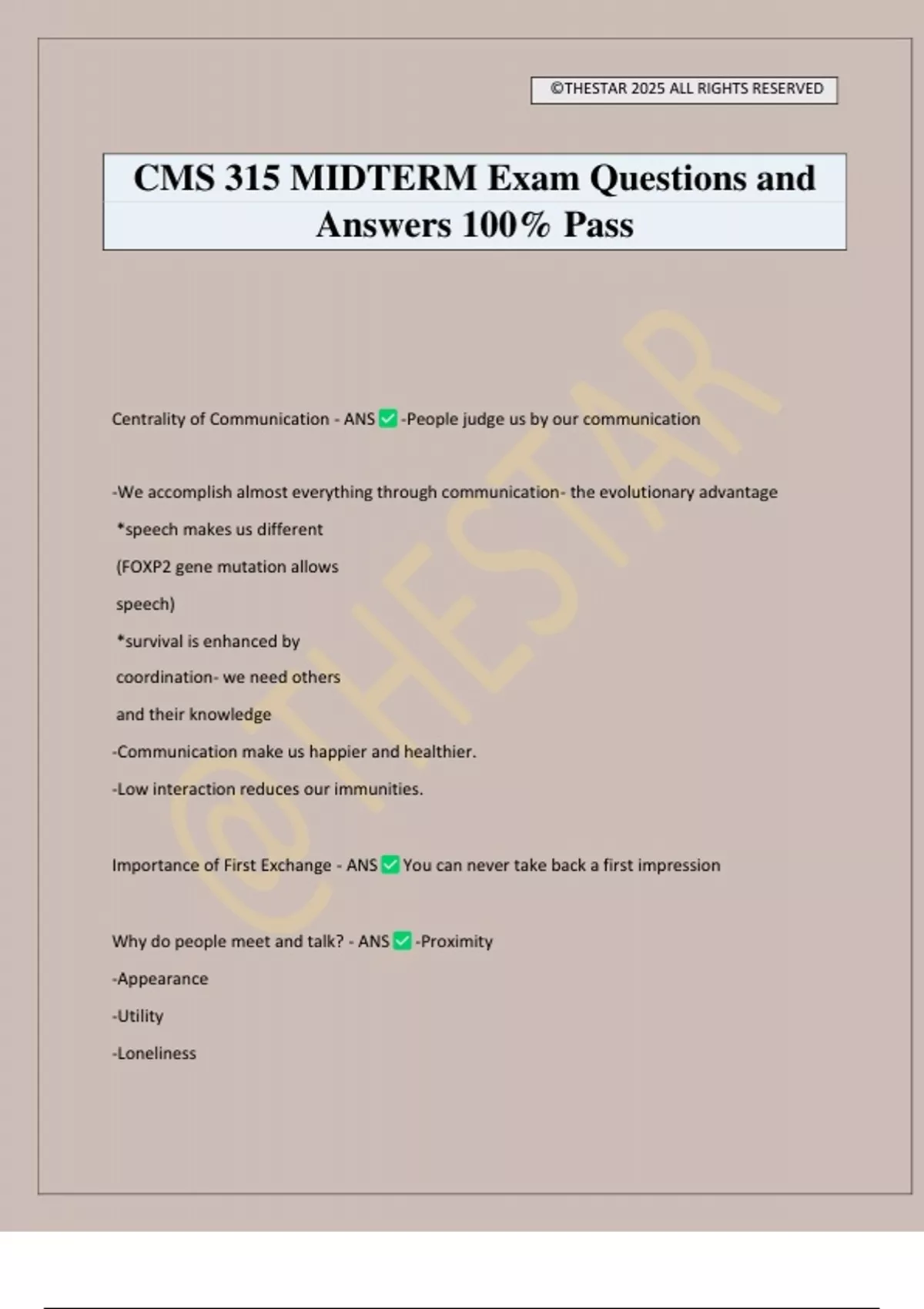 CMS 315 MIDTERM Exam Questions and Answers 100% Pass - CMS 315 - Stuvia US