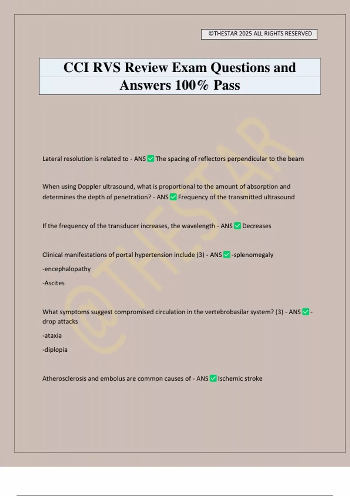 CCI RVS Review Exam Questions and Answers 100% Pass - Cci rvs - Stuvia US