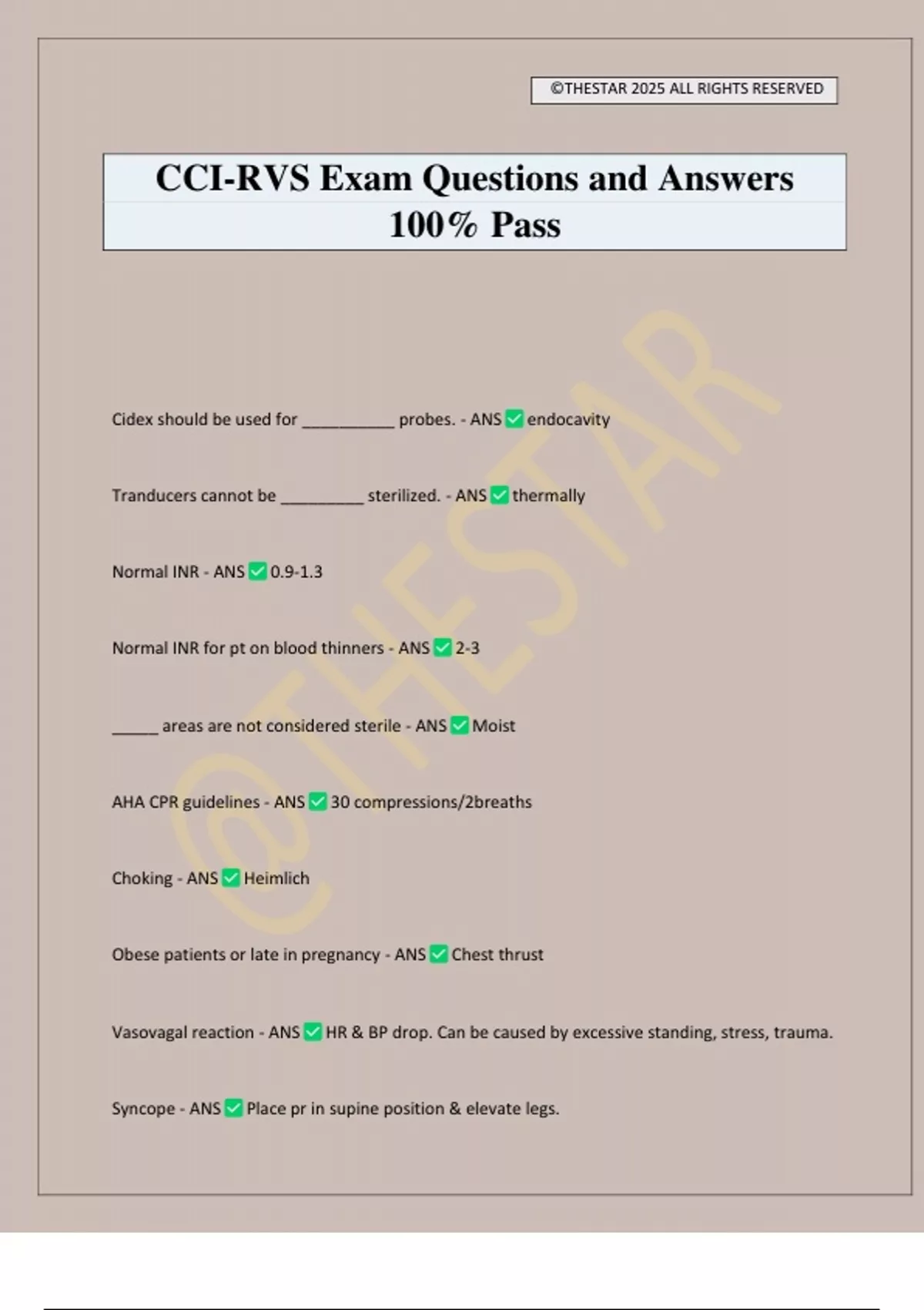 CCI-RVS Exam Questions and Answers 100% Pass - Cci rvs - Stuvia US