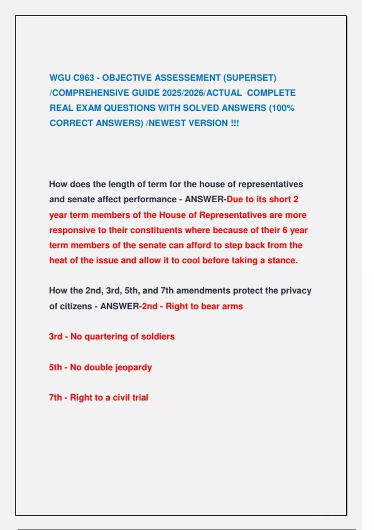 WGU C963 - OBJECTIVE ASSESSEMENT (SUPERSET) /COMPREHENSIVE GUIDE 2025 ...