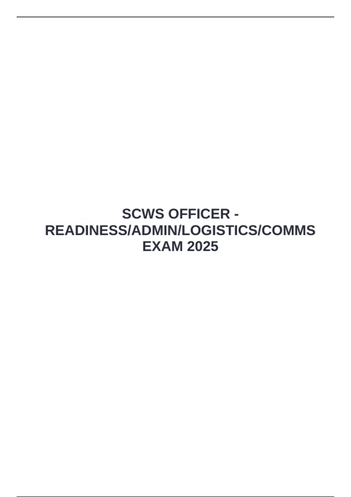 SCWS OFFICER - READINESS/ADMIN/LOGISTICS/COMMSEXAM 2025 - SCWS Officer ...
