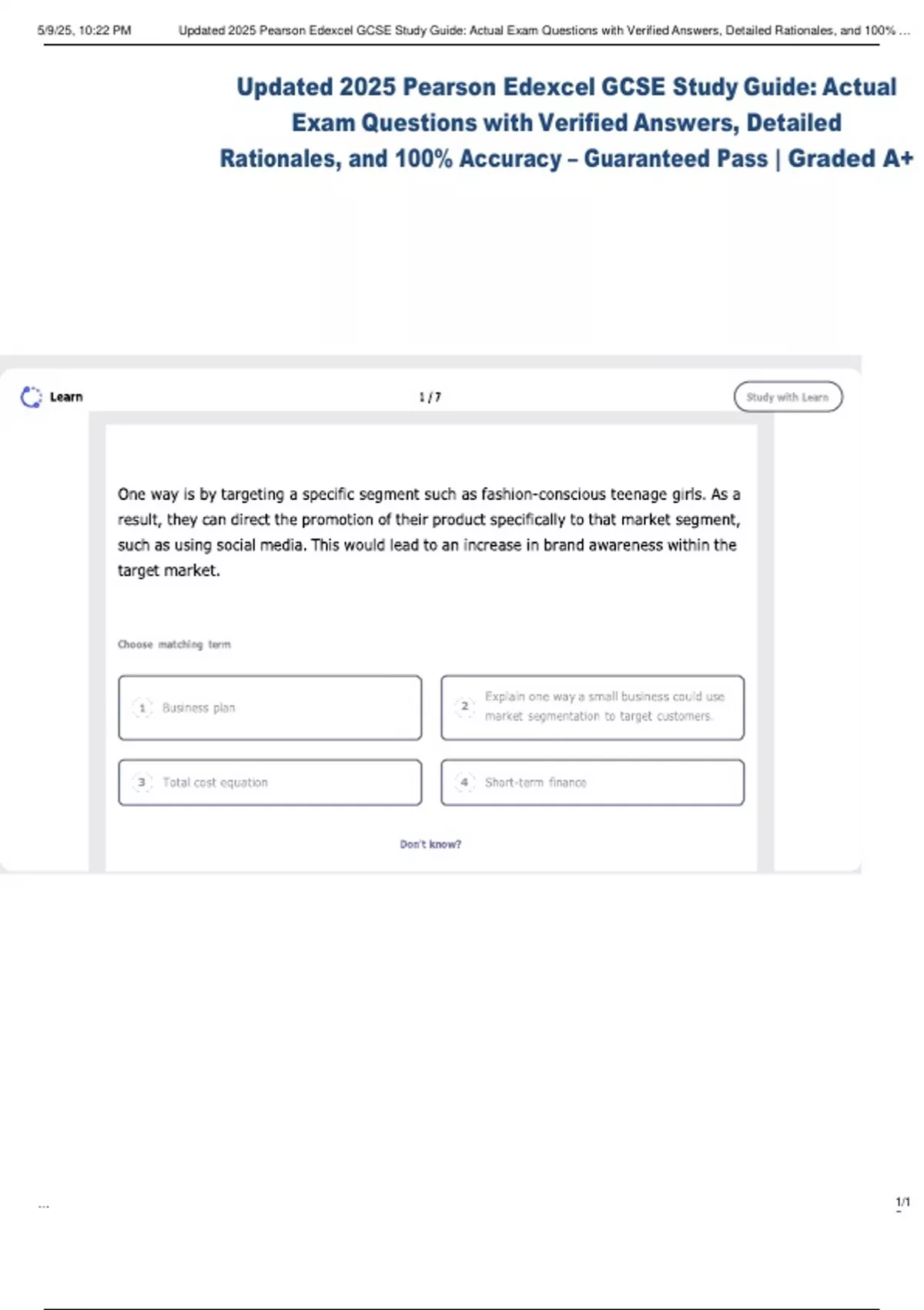 2025 Pearson Edexcel GCSE Study Guide: Actual Exam Questions with ...