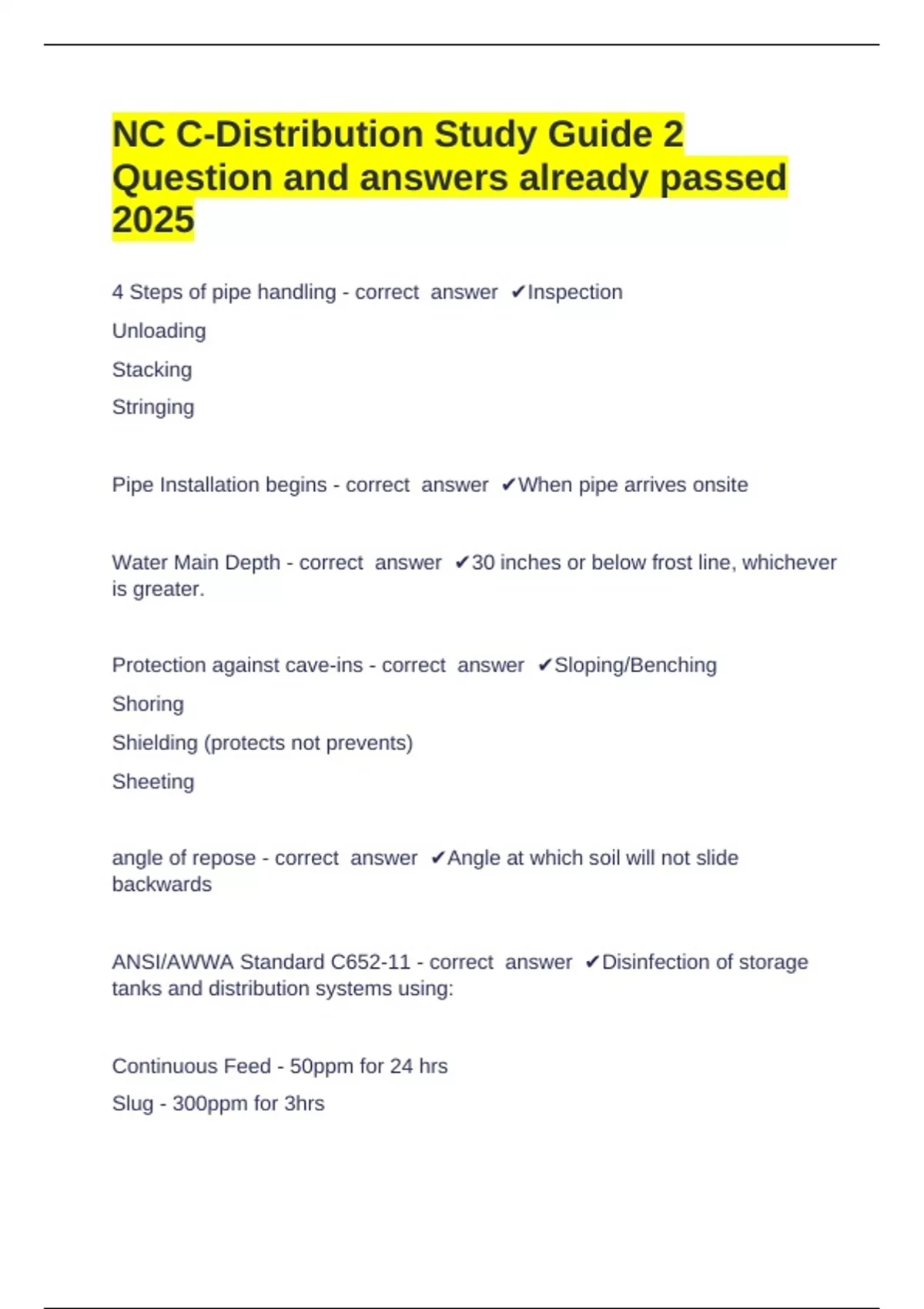 NC C-Distribution Study Guide 2 Question and answers already passed 2025 - NC C-Distribution ...