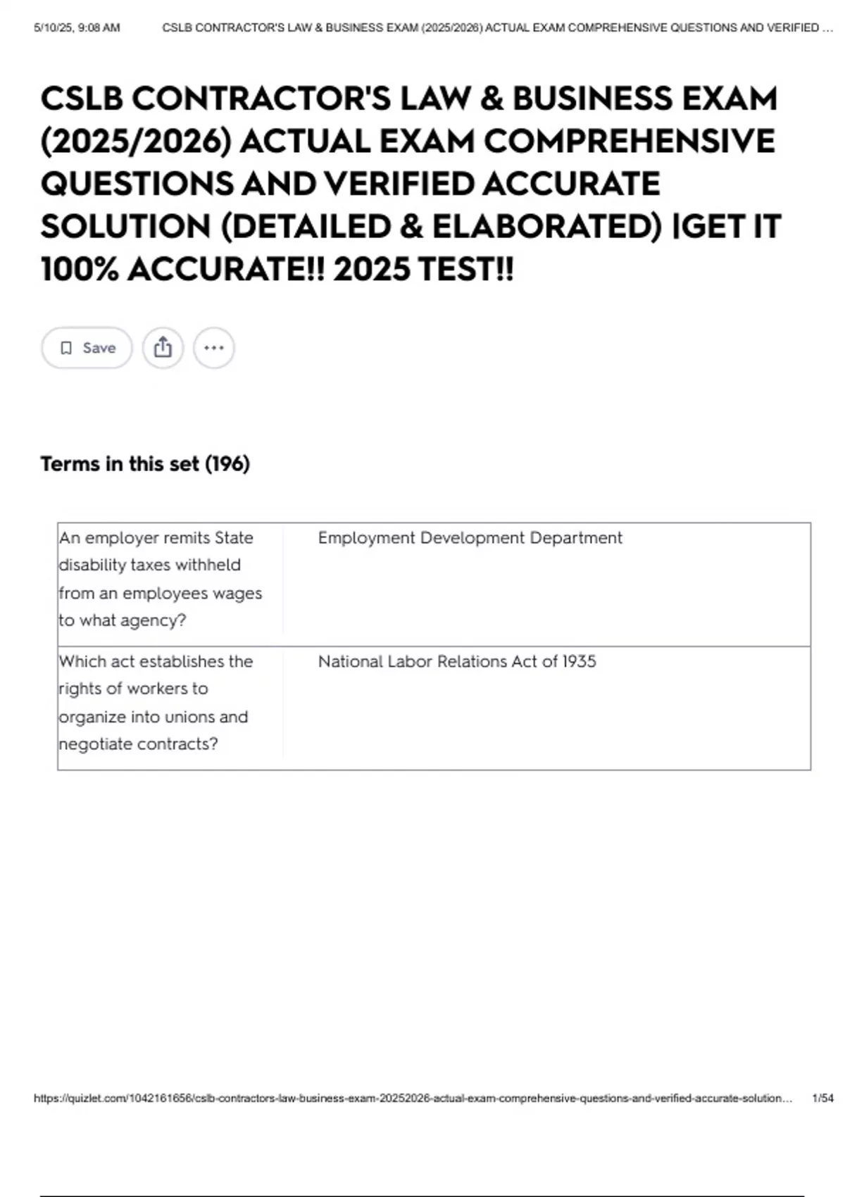 CSLB CONTRACTOR'S LAW & BUSINESS EXAM (2025/2026) ACTUAL EXAM ...