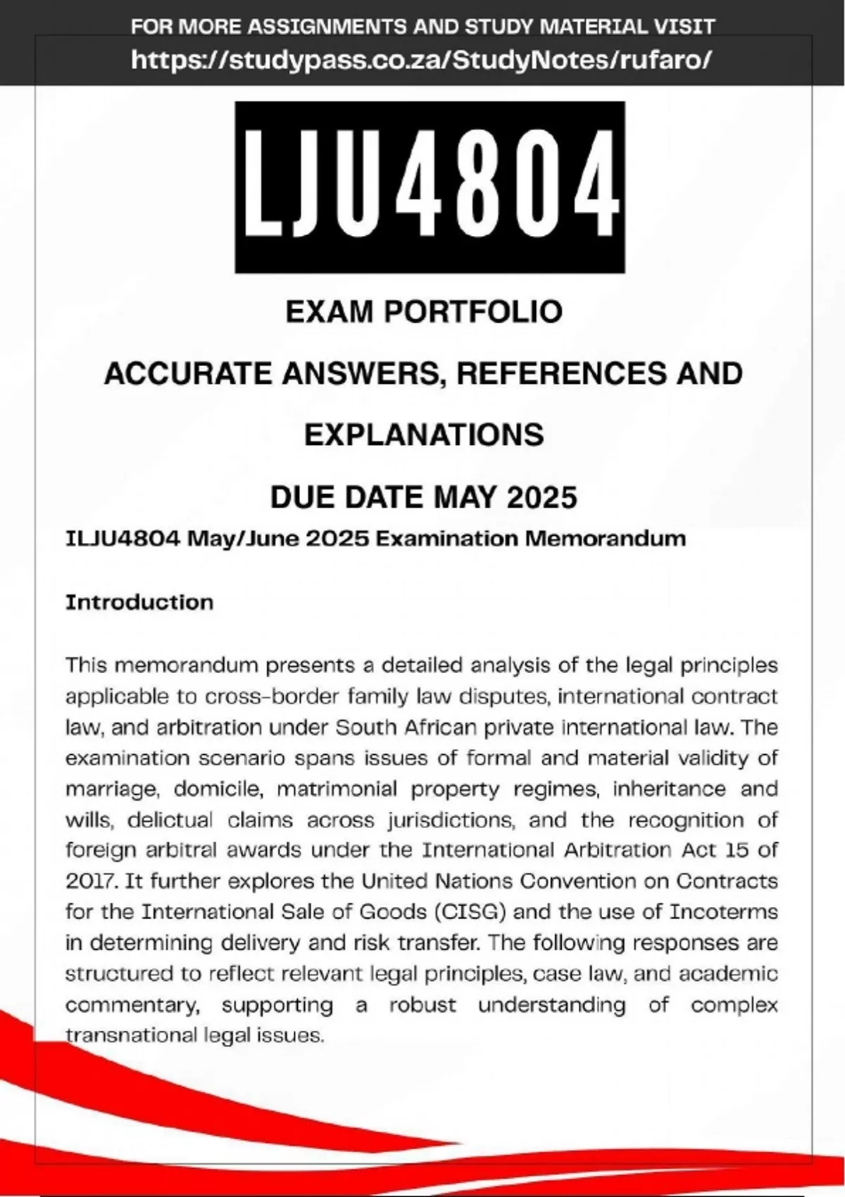LJU4804 PORTFOLIO SEMESTER 1 2025 ANSWERS - DUE MAY 2025 - Lju4804 (LJU4804) - Stuvia SA