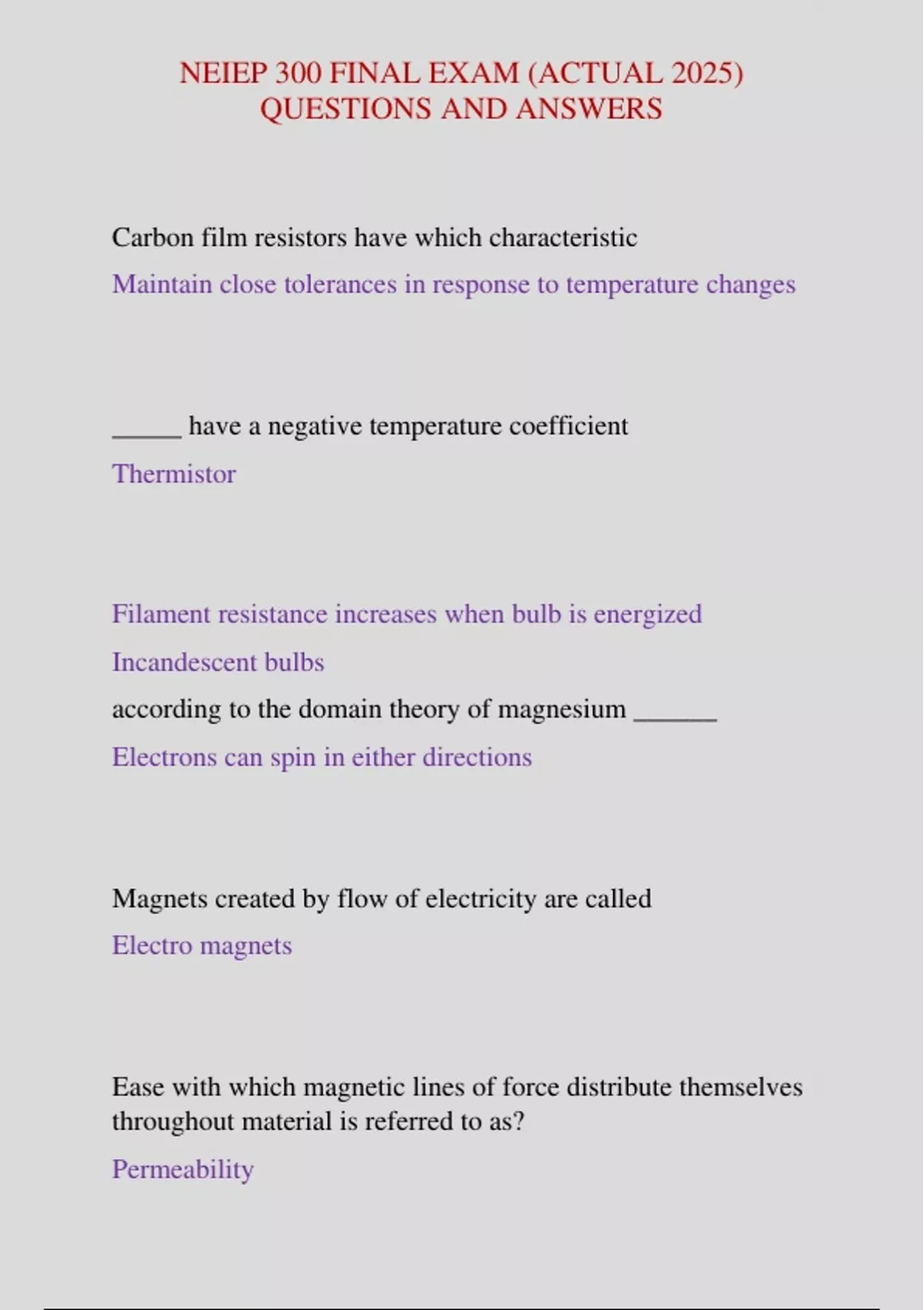 NEIEP 300 FINAL EXAM (ACTUAL 2025) QUESTIONS AND ANSWERS - NEIEP 300 - Stuvia US