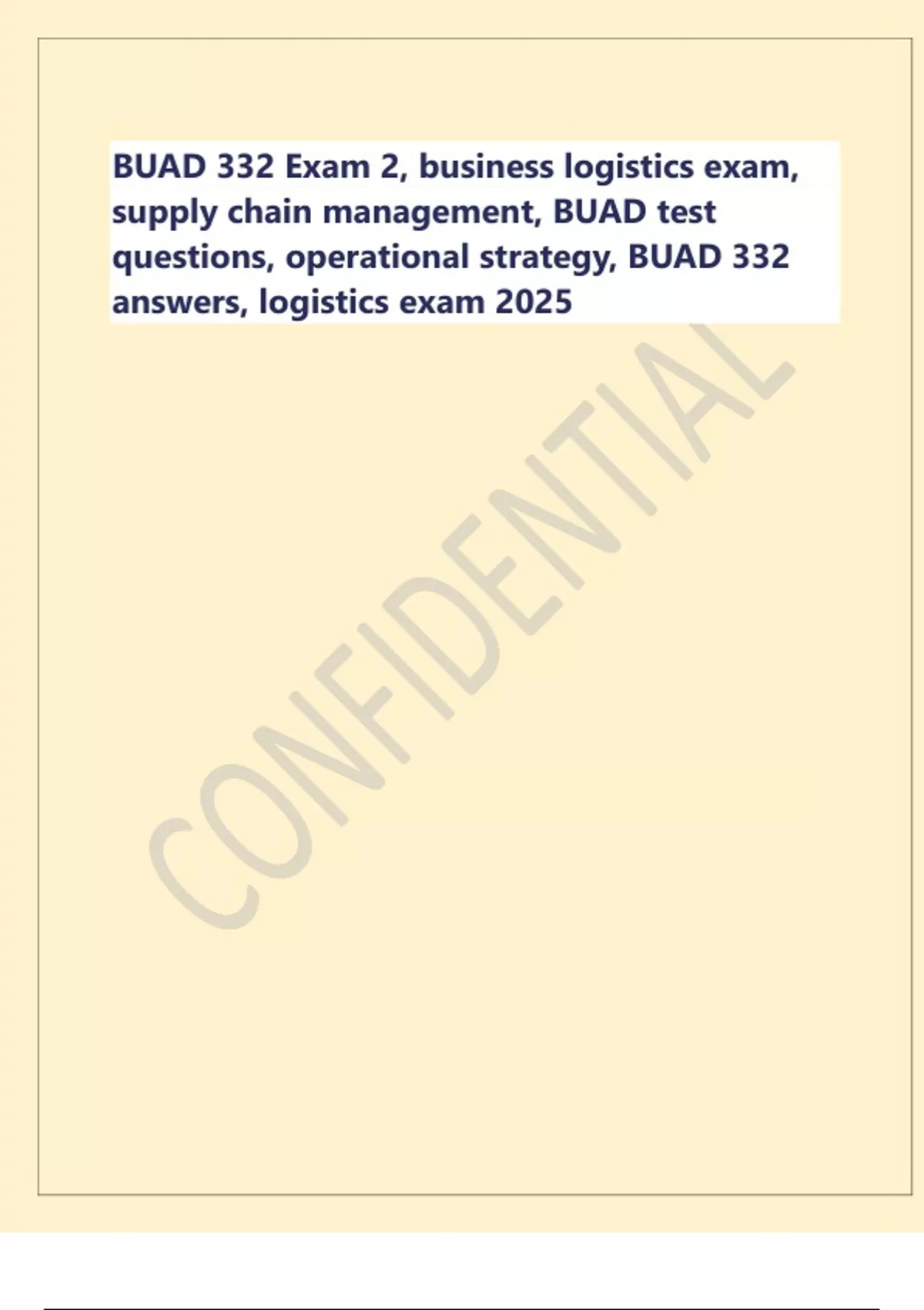 BUAD 332 Exam 2, business logistics exam, supply chain management, BUAD ...