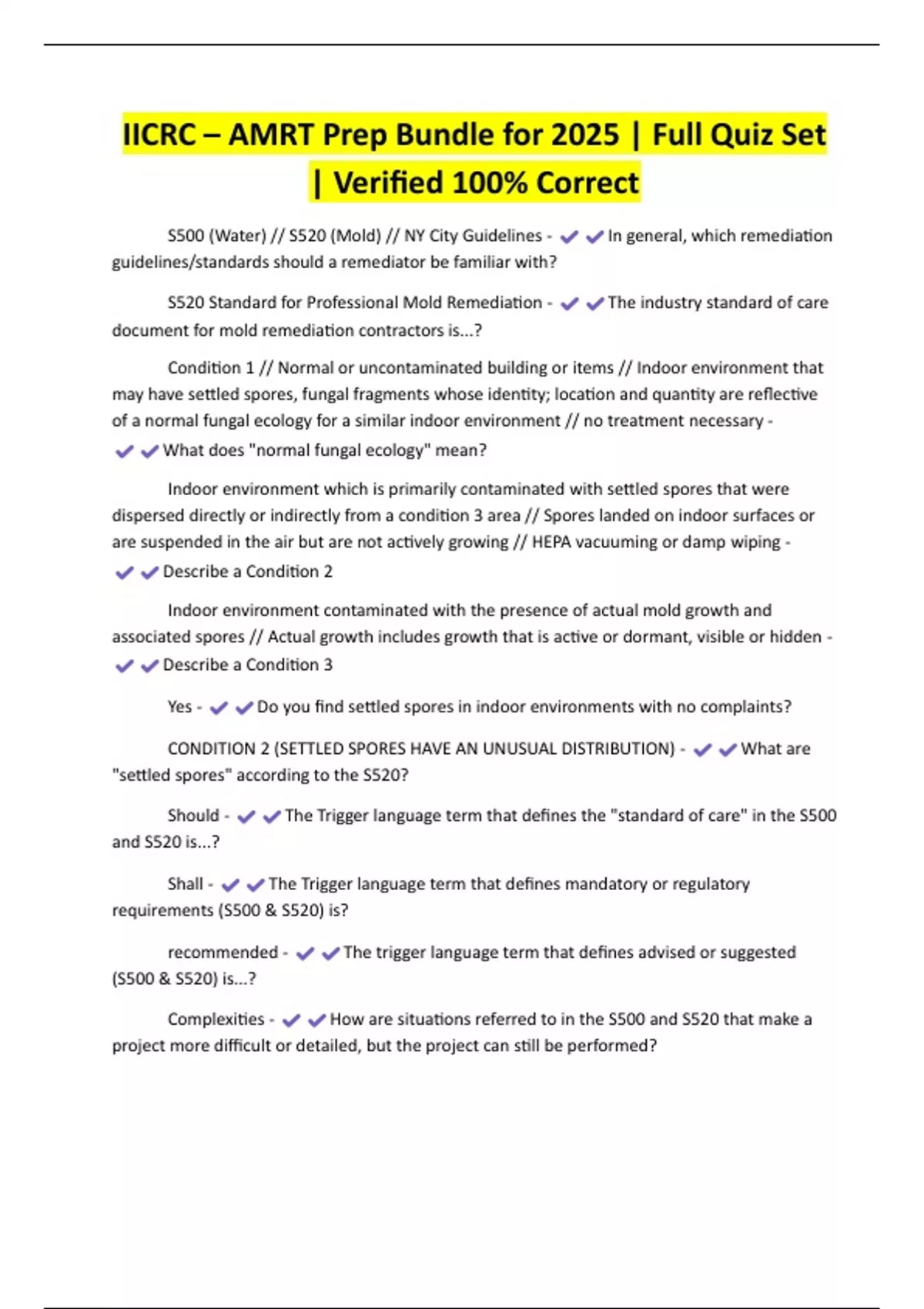 IICRC – AMRT Prep Bundle for 2025 | Full Quiz Set | Verified 100% ...