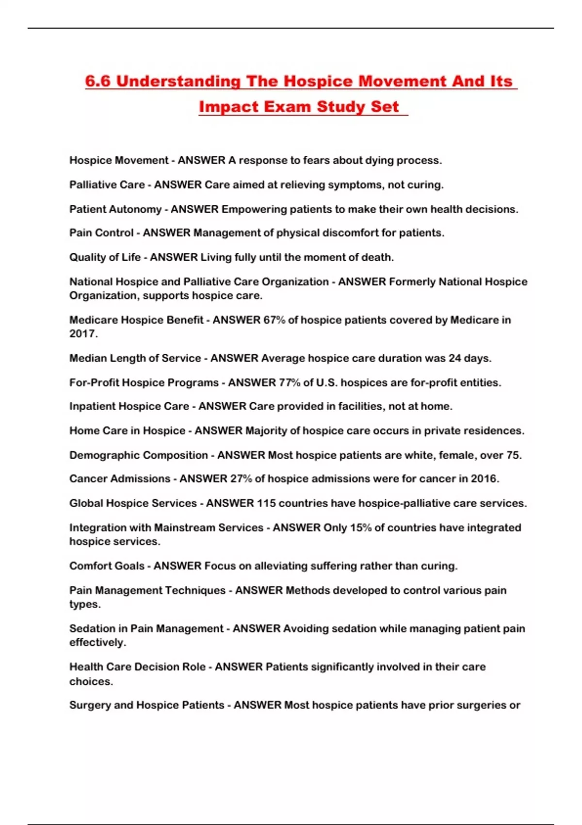 6.6 Understanding The Hospice Movement And Its Impact Exam Study Set ...