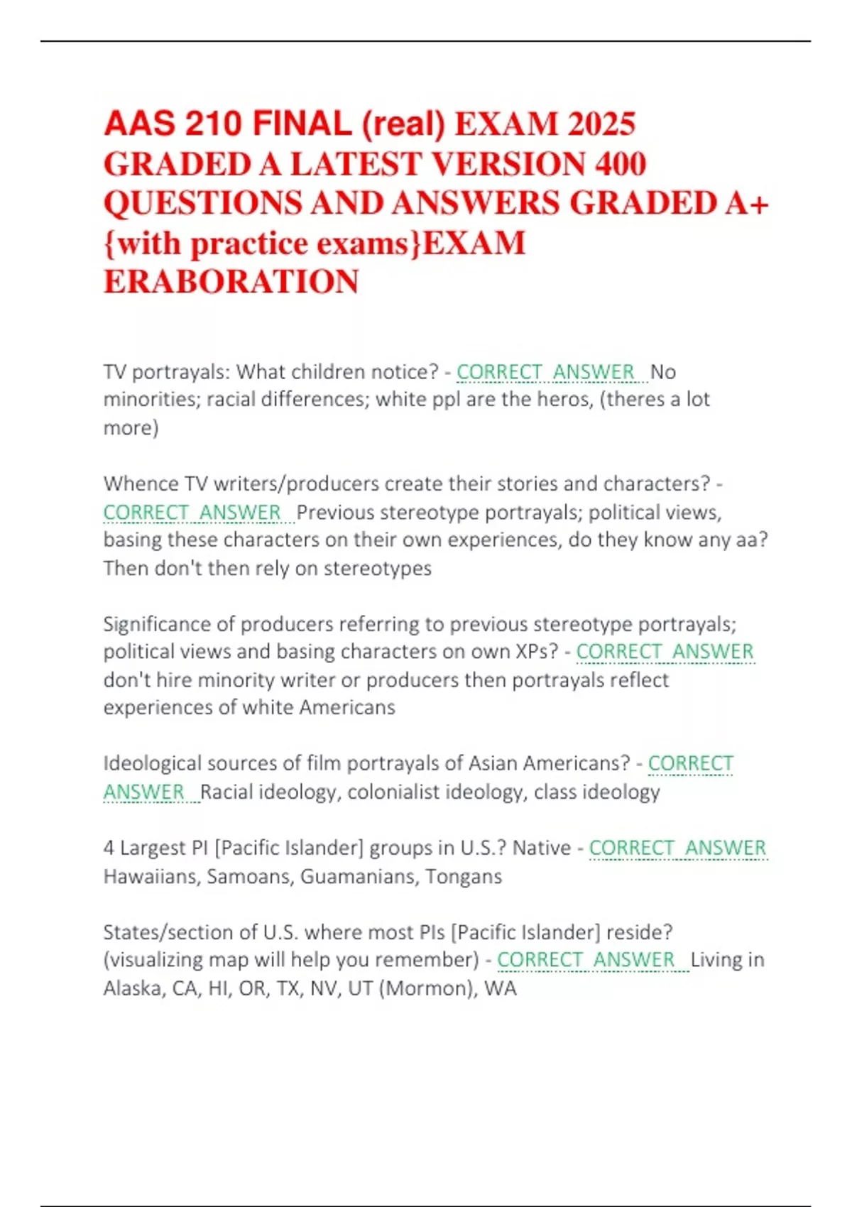 AAS 210 FINAL (real) EXAM 2025 GRADED A LATEST VERSION 400 QUESTIONS ...