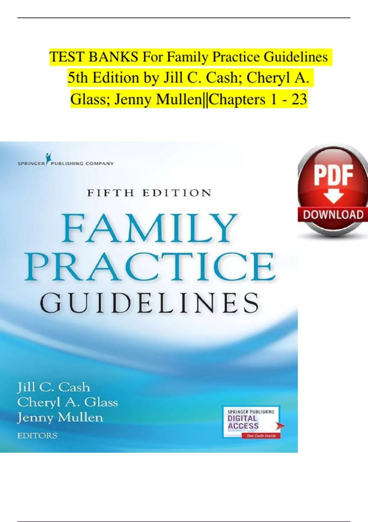 Family Practice Guidelines (5th Edition) – Test Bank by Cash, Glass ...