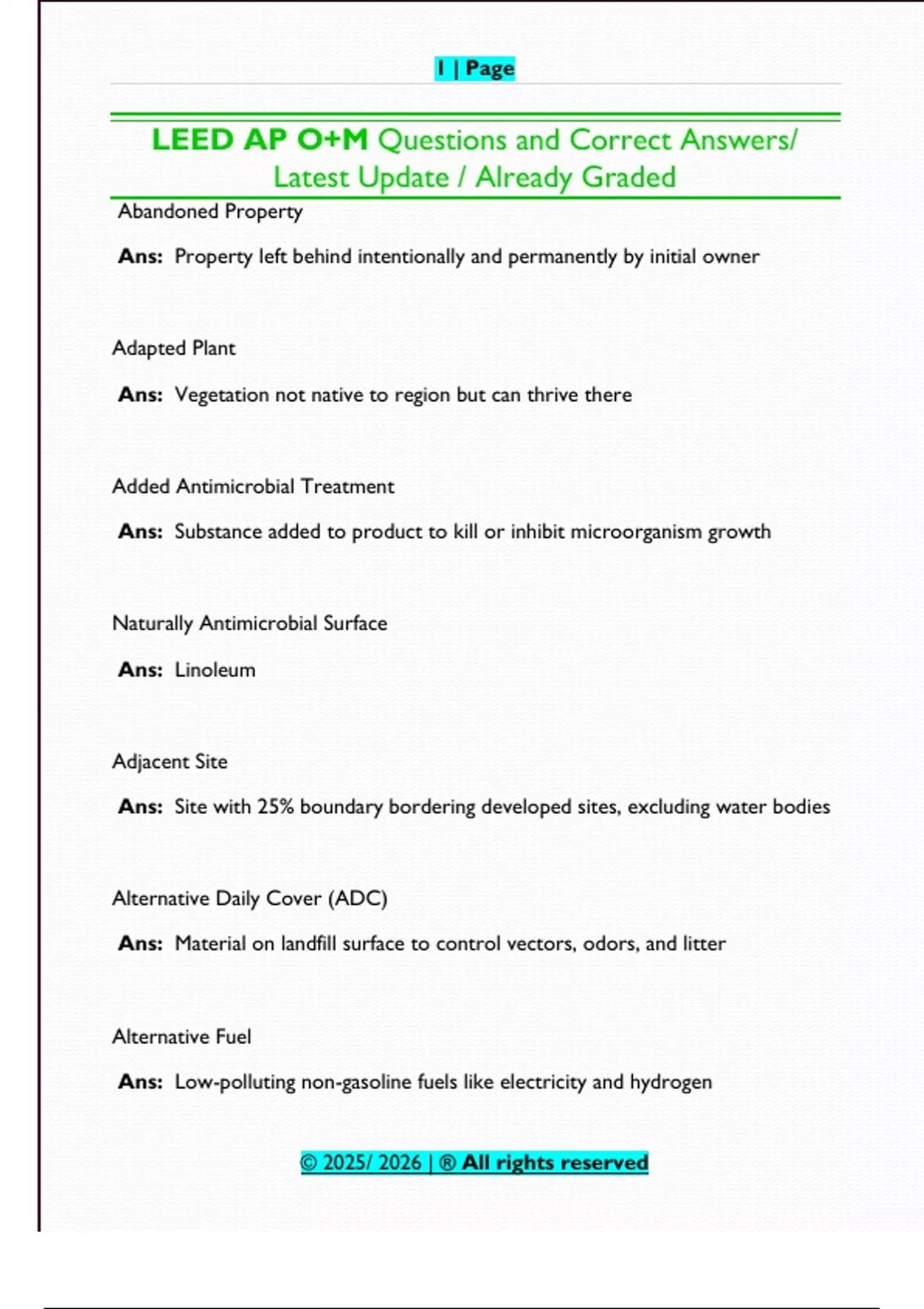 LEED AP O+M | Glossary and Process Definitions | 2025–2026 | Complete ...