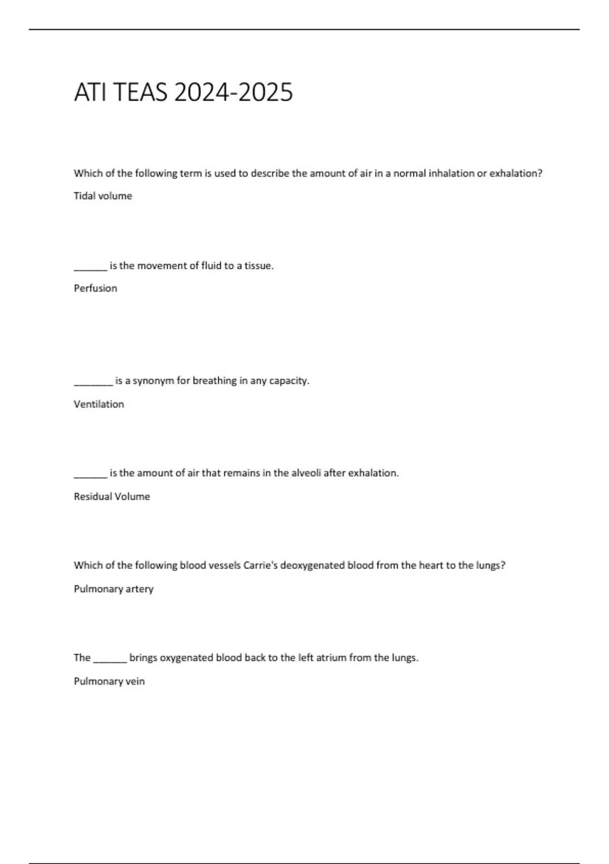 ATI TEAS 2024/2025 QUESTIONS AND REVISED CORRECT ANSWERS {REAL EXAM ...