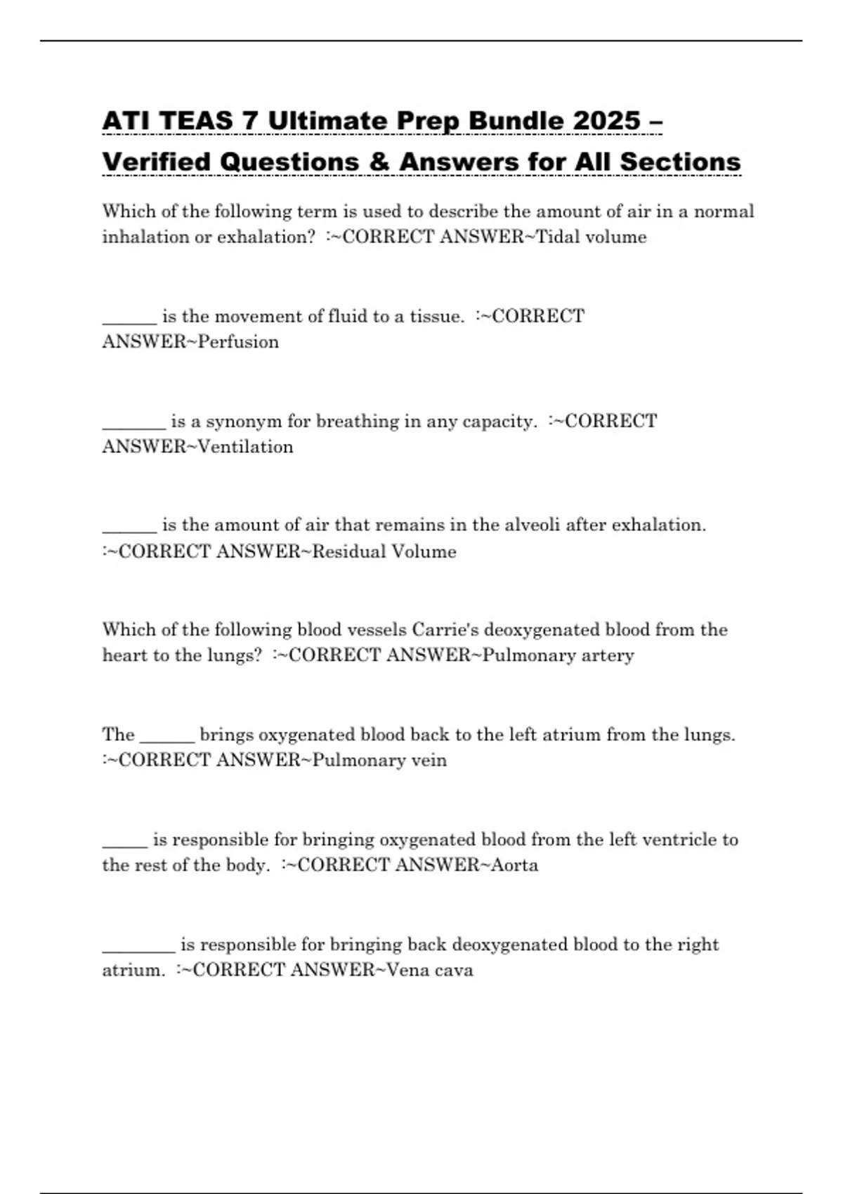 ATI TEAS 7 Ultimate Prep Bundle 2025 – Verified Questions & Answers for ...