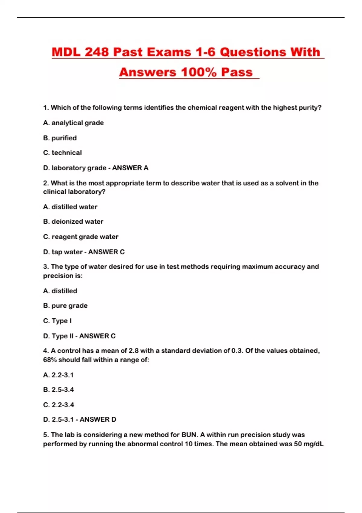 MDL 248 Past Exams 1-6 Questions With Answers 100% Pass - MDL 248 ...