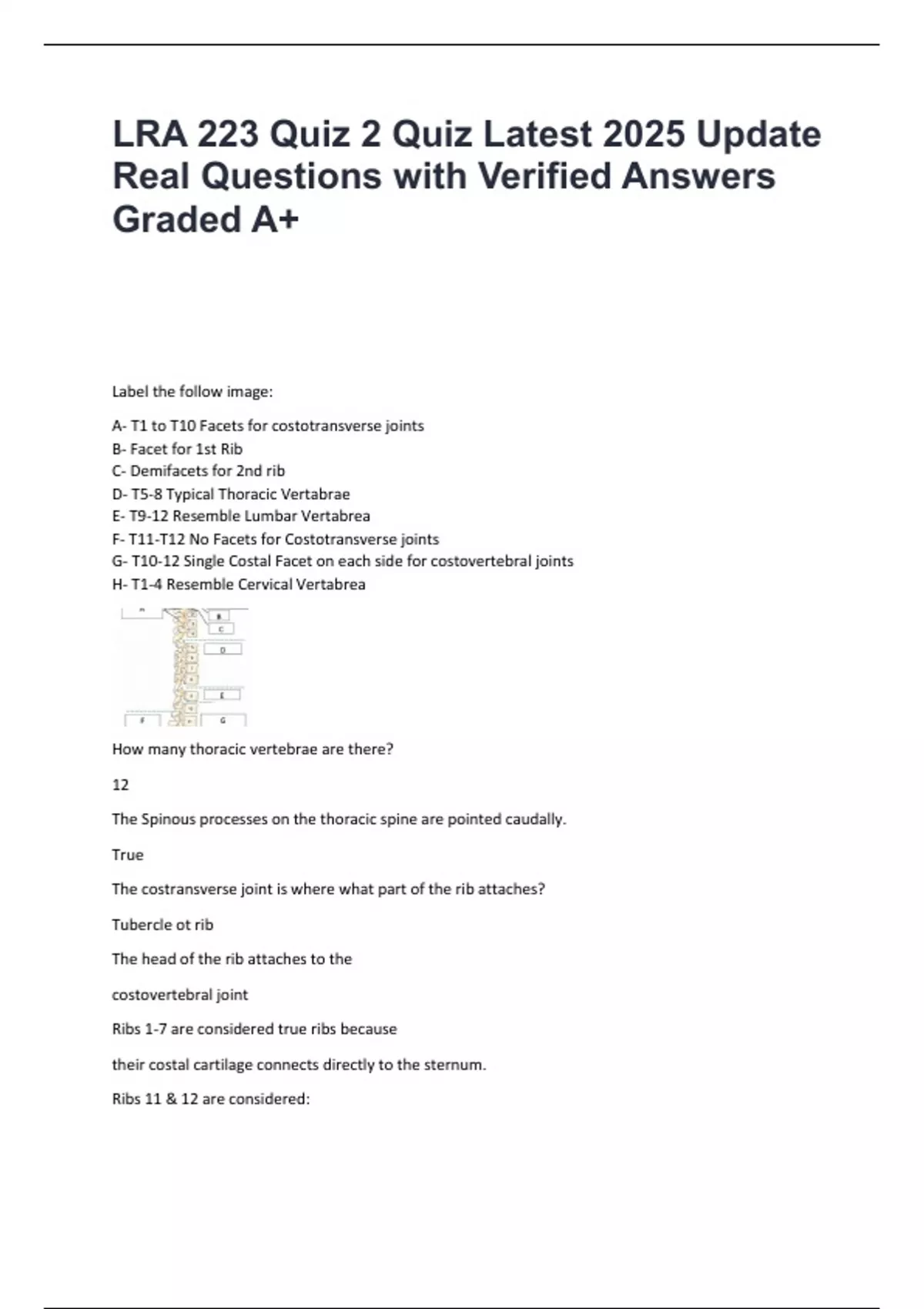 LRA 223 Quiz 2 Quiz Latest 2025 Update Real Questions with Verified ...