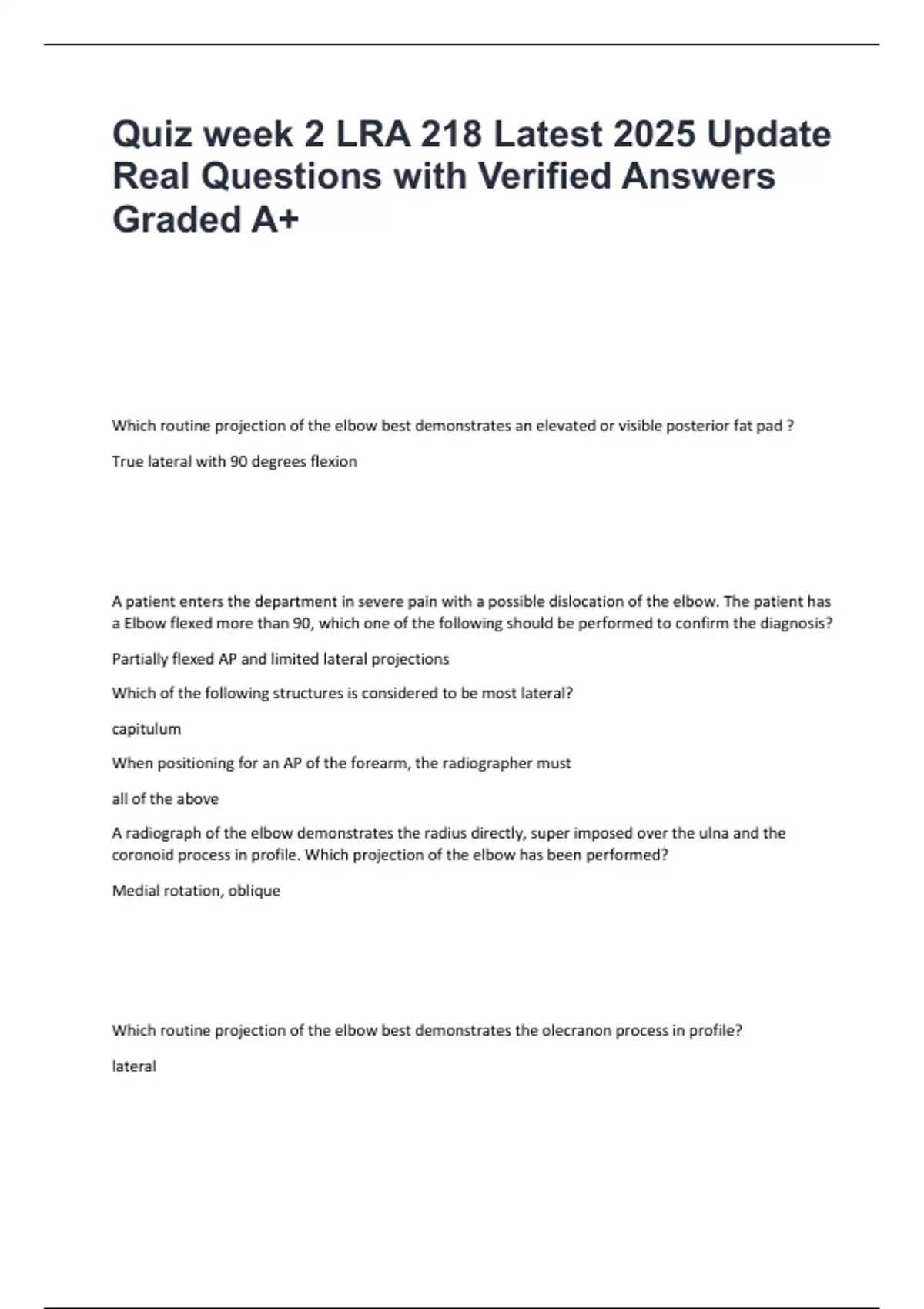 Quiz week 2 LRA 218 Latest 2025 Update Real Questions with Verified ...