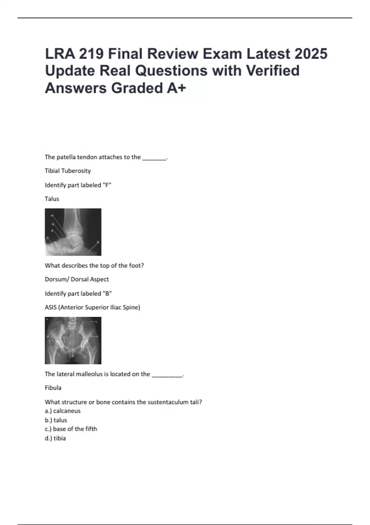 LRA 219 Final Review Exam Latest 2025 Update Real Questions with ...