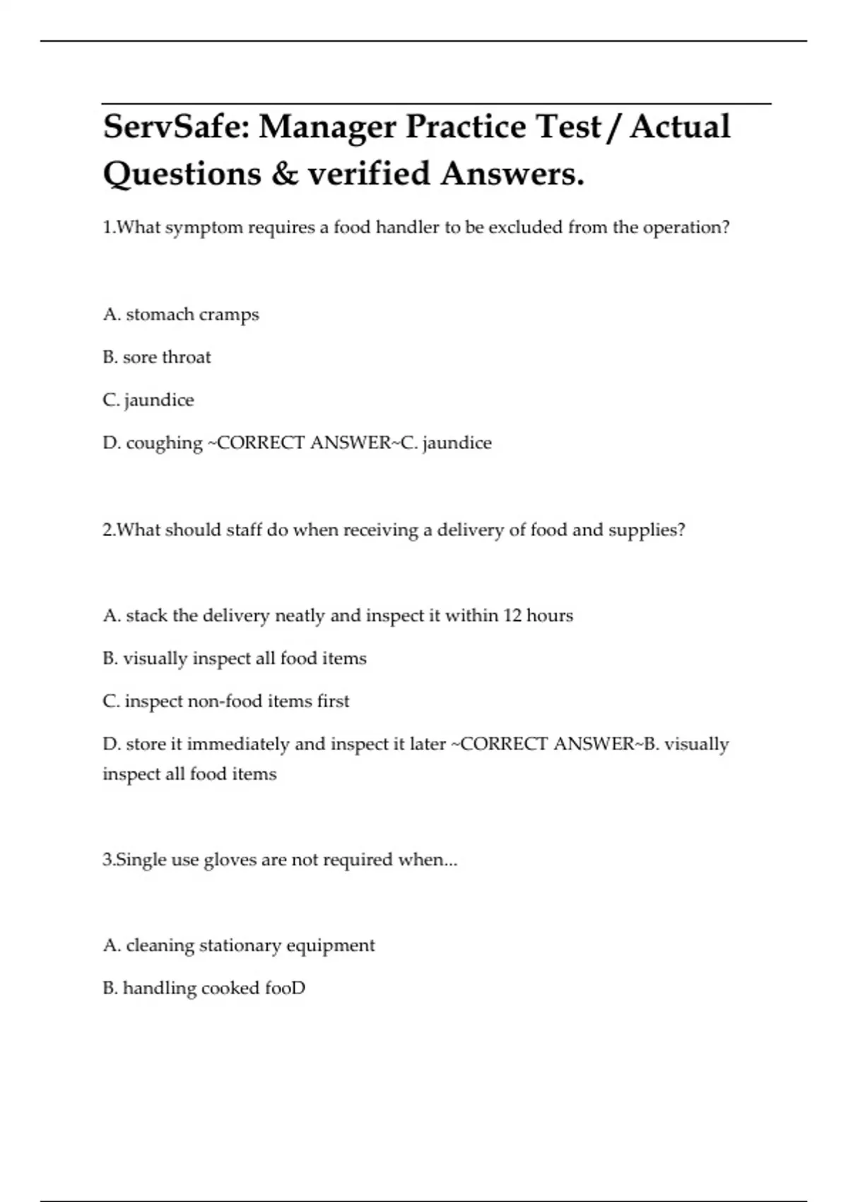 ServSafe Manager Practice Test – Realistic 2025 Questions with Verified ...
