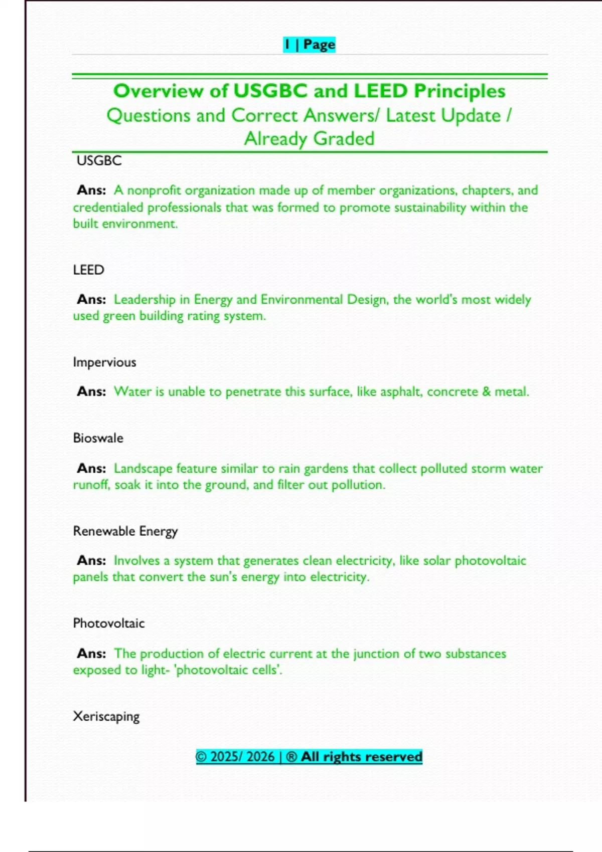 Overview of USGBC and LEED Principles – Verified Q&A Set for LEED Green ...
