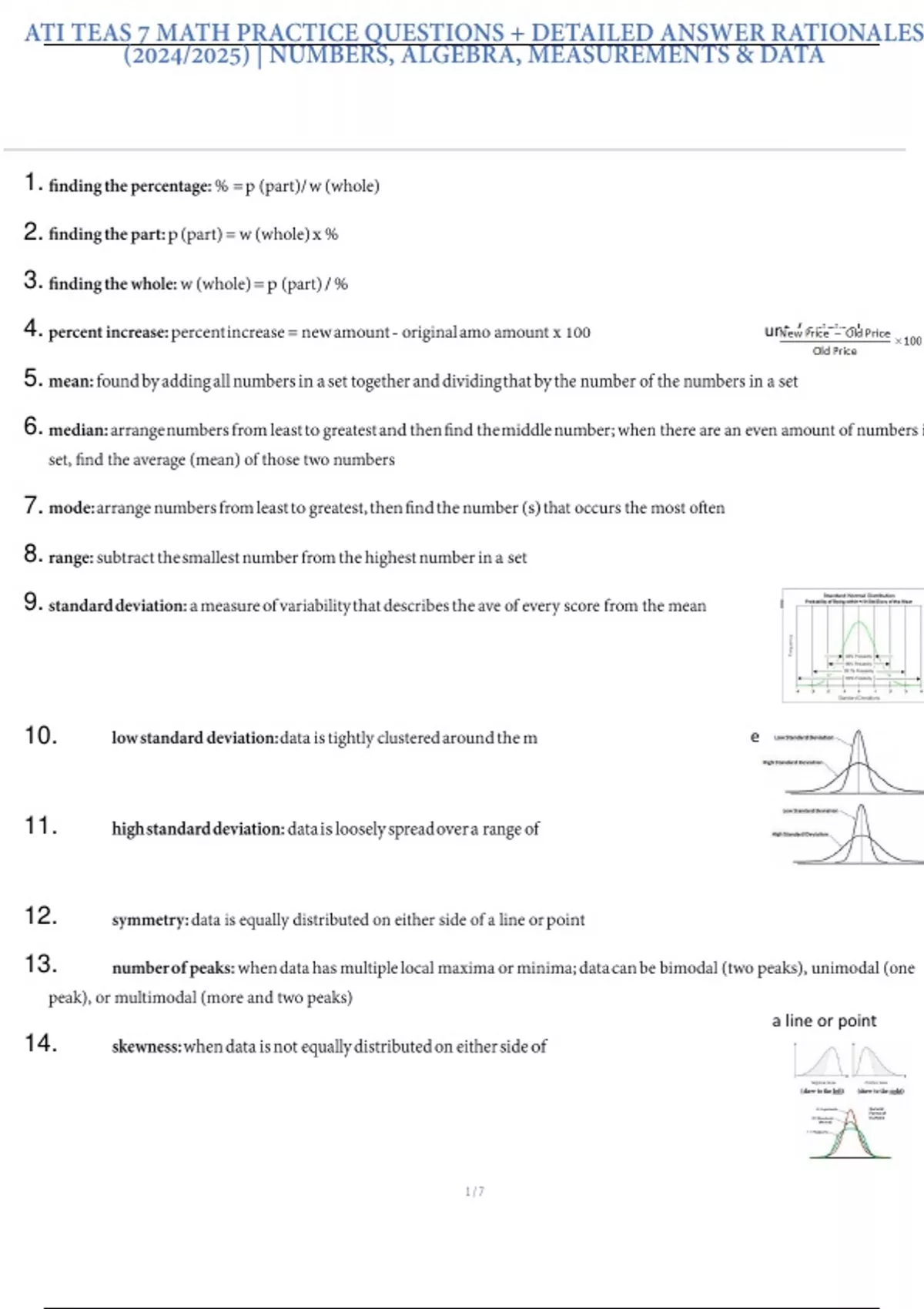 ATI TEAS 7 Math Practice Questions + Detailed Answer Rationales (2024/ ...