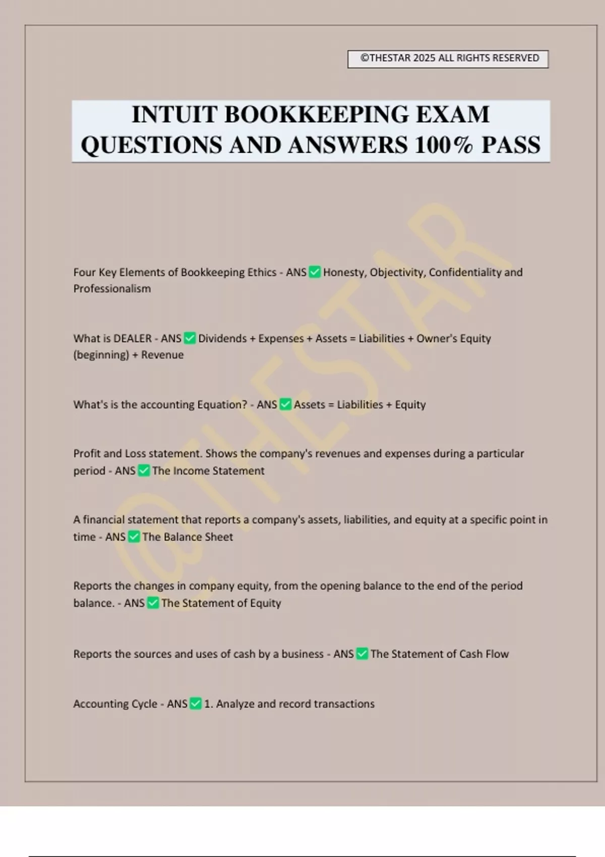 INTUIT BOOKKEEPING Exam Package Deal Questions and Verified Answers ...