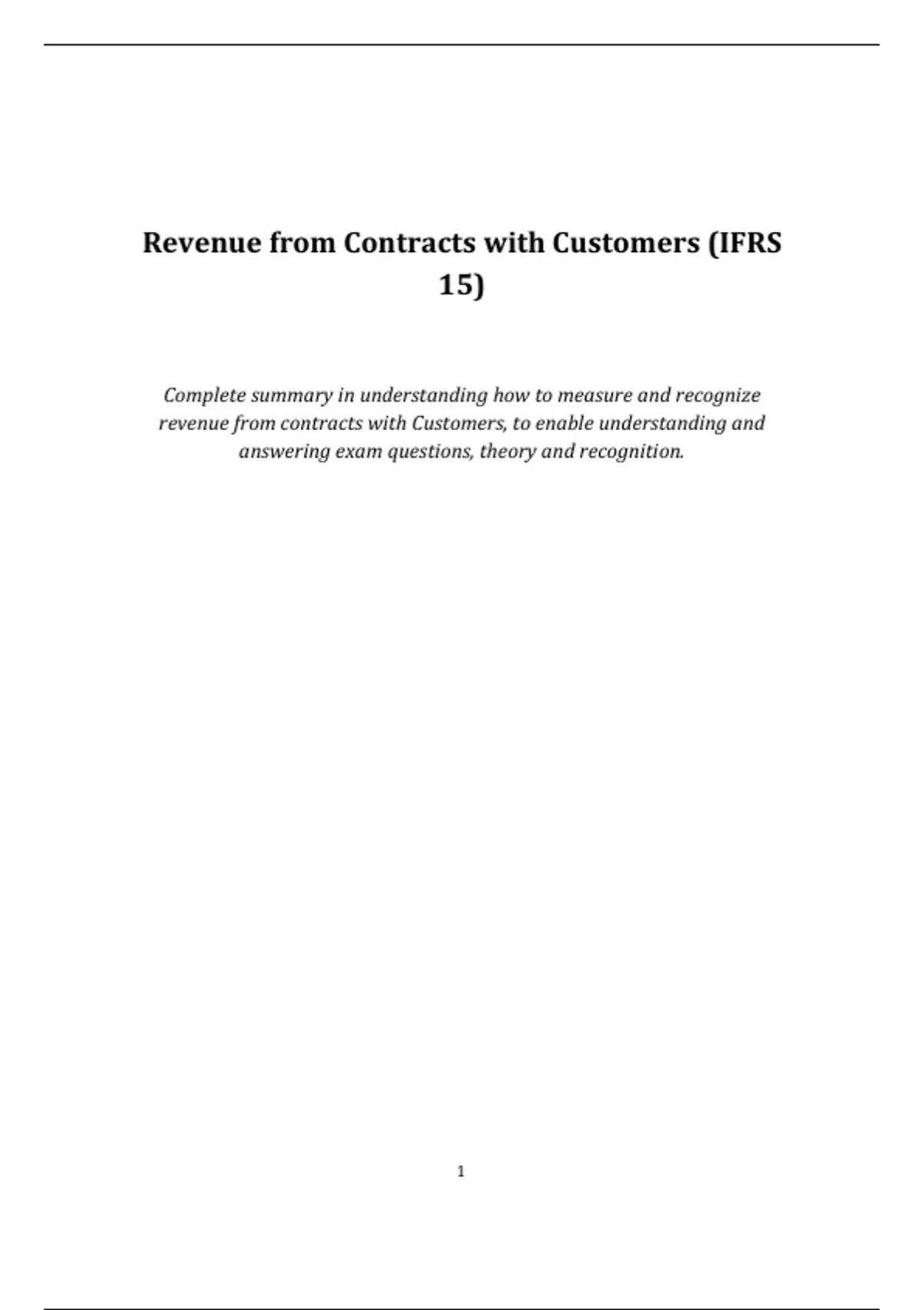 IFRS 15 Summary and Exam Guide - Financial Accounting (FAC3764) - Stuvia SA