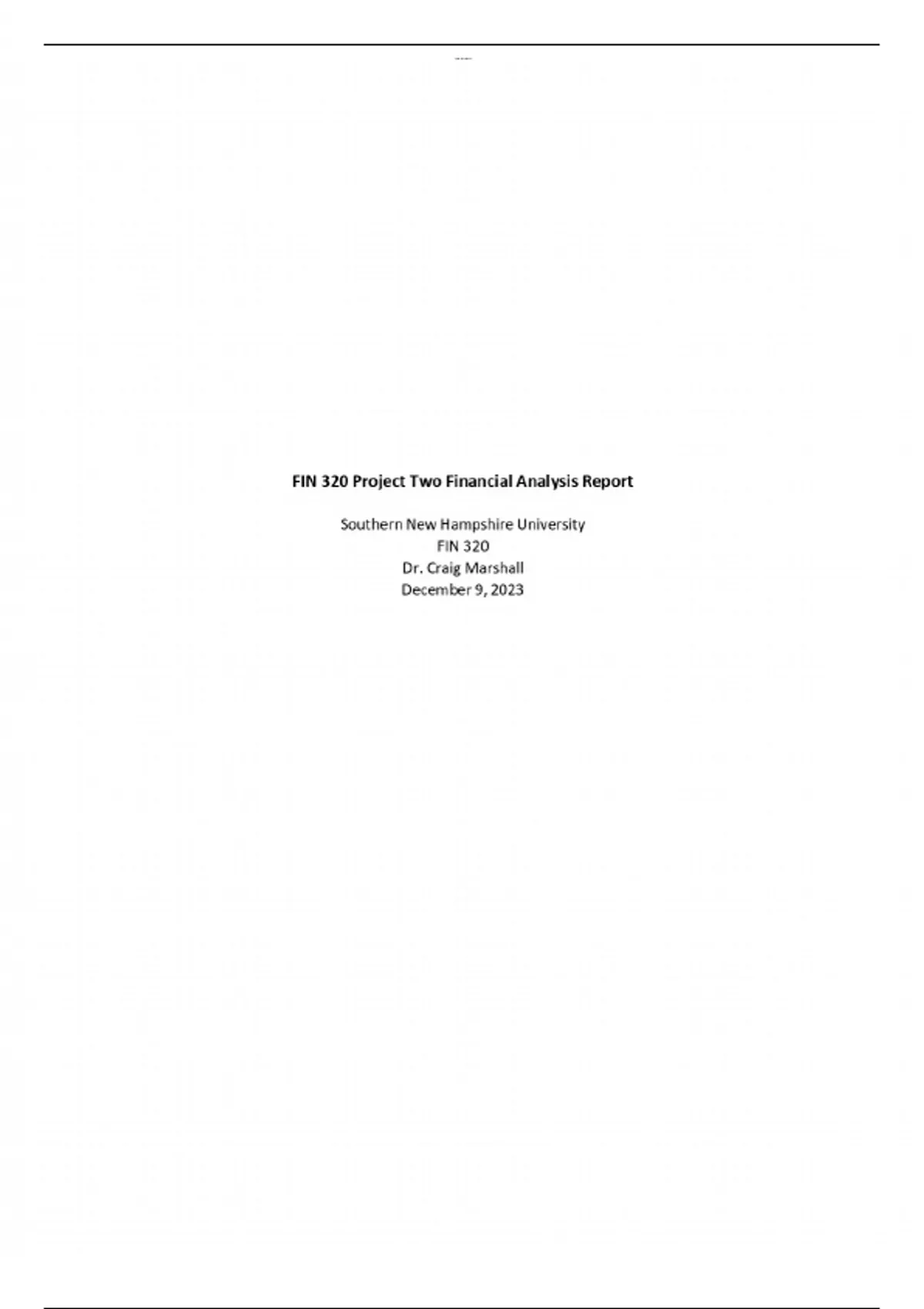 FIN 320 Project Two Financial Analysis Report With complete solutions ...