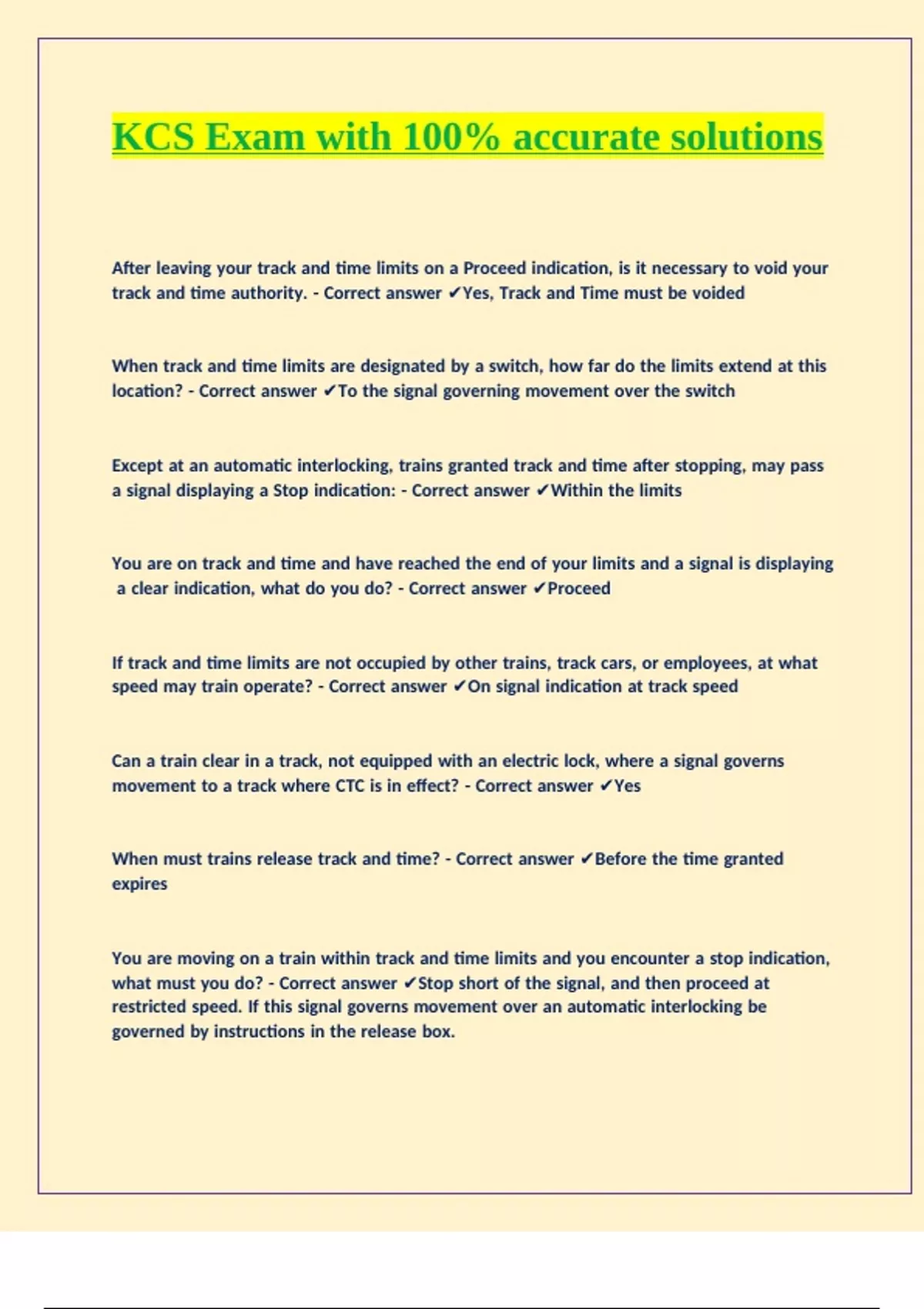 KCS Exam newest with 100% accurate detailed solutions - KCS - Stuvia US