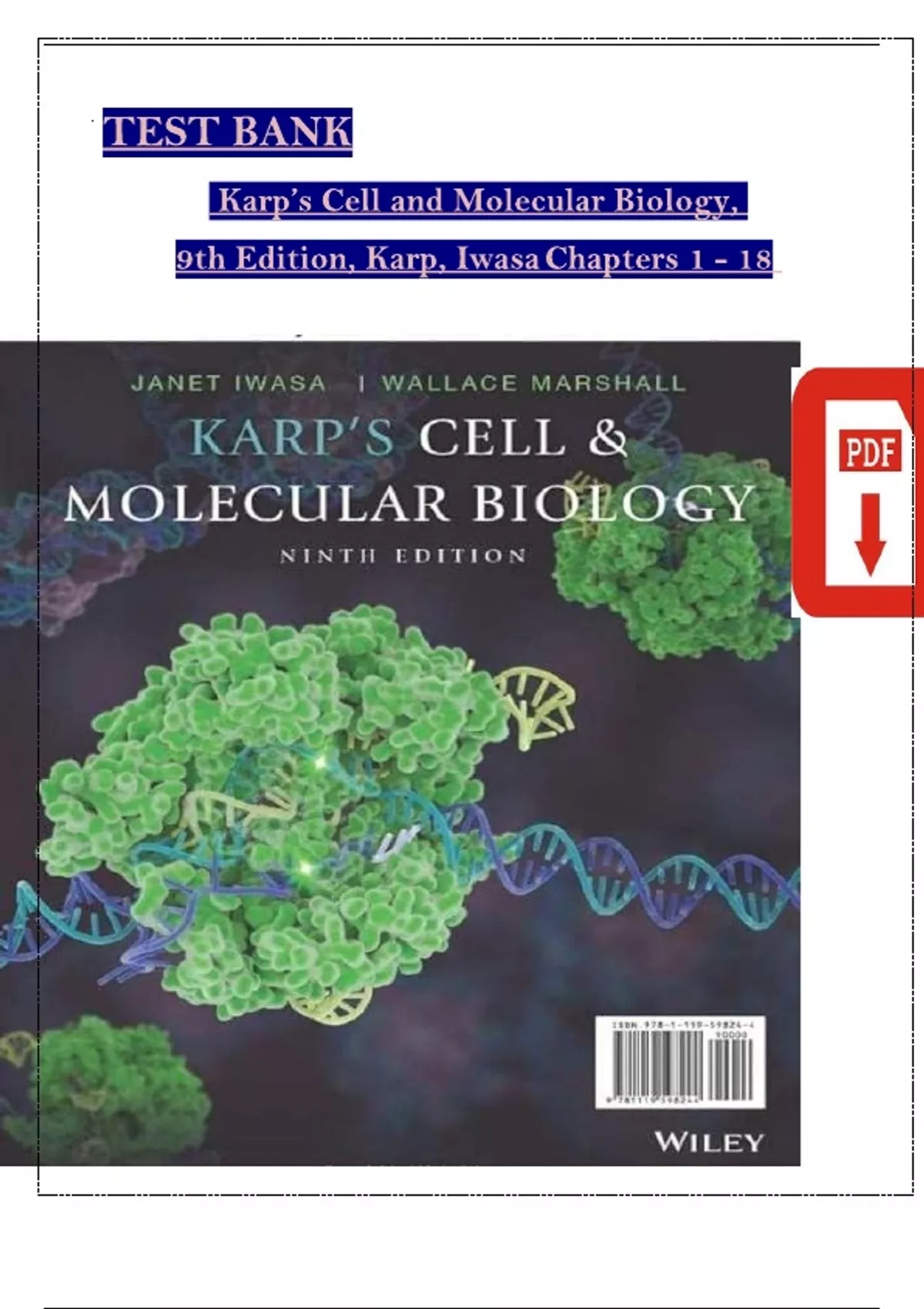 TEST BANK For Karp's Cell and Molecular Biology 9th Edition by Gerald ...