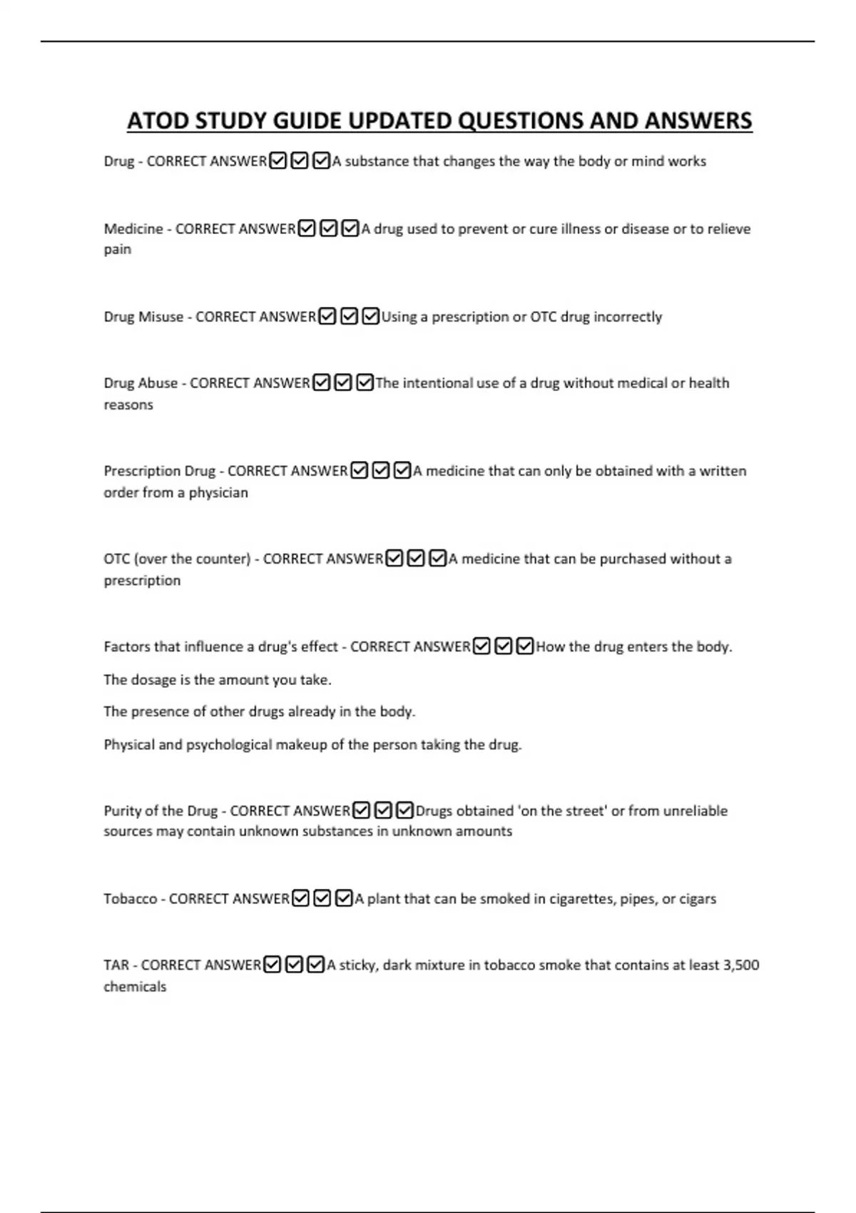 ATOD STUDY GUIDE UPDATED QUESTIONS AND ANSWERS - ATOD - Stuvia US