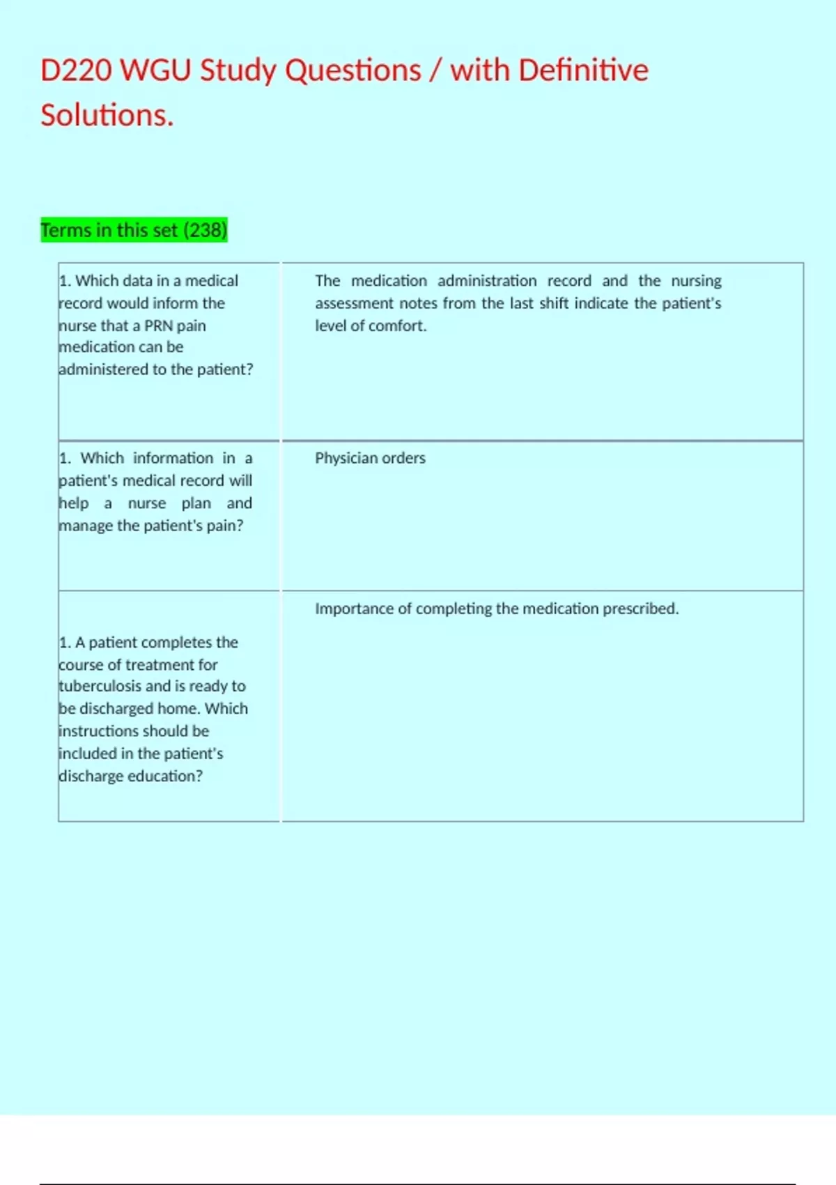 D220 WGU Study Questions / with Definitive Solutions. - D220 WGU Study - Stuvia US