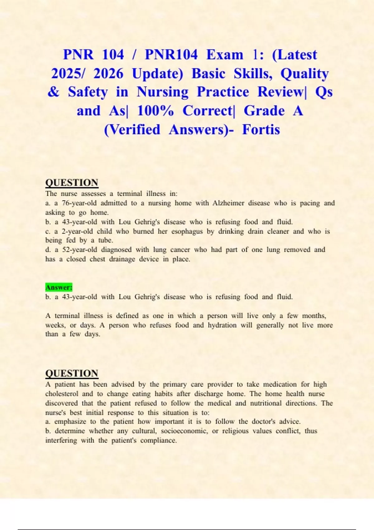 PNR 104 / PNR104 Exams 1: (Latest 2025/ 2026 Updates STUDY BUNDLE WITH ...