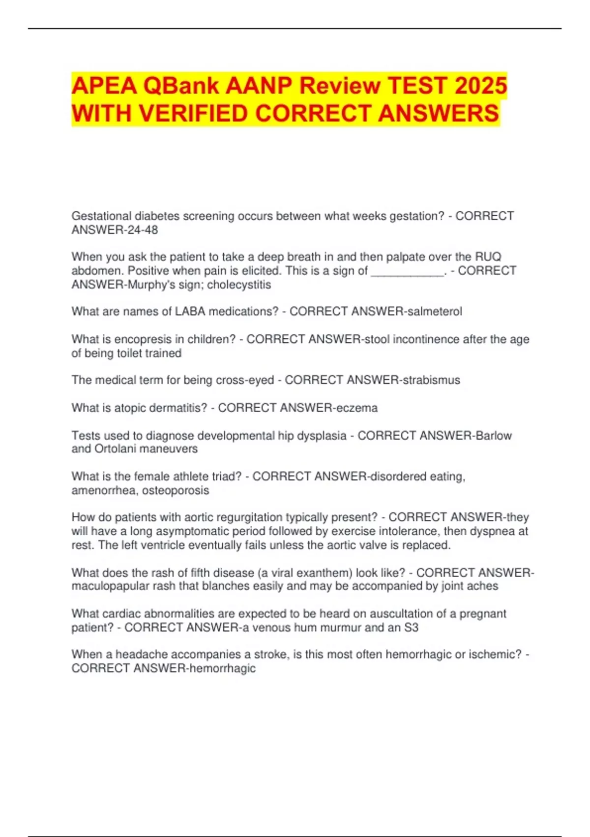 APEA QBank AANP Review TEST 2025 – Complete Practice Questions with ...