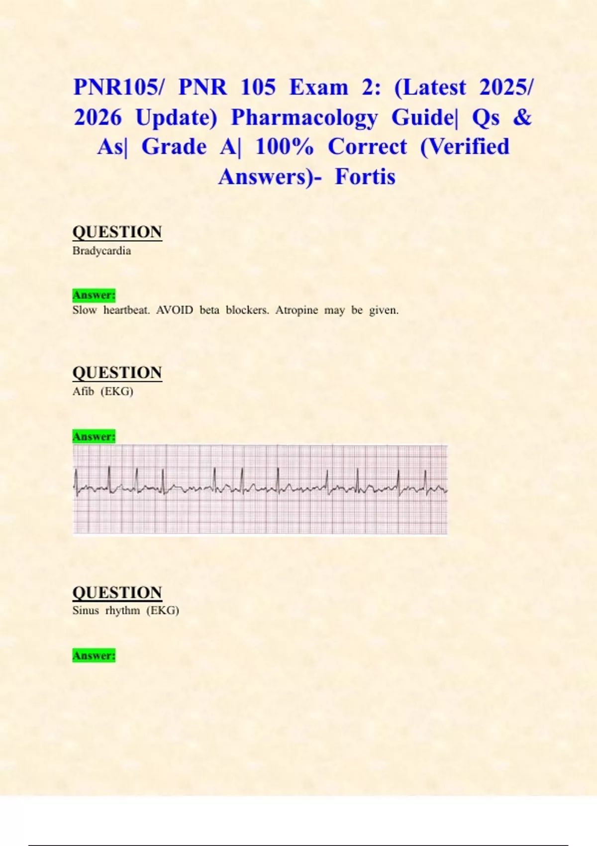 PNR105/ PNR 105 Exam 2: (Latest 2025/ 2026 Update) Pharmacology Guide ...