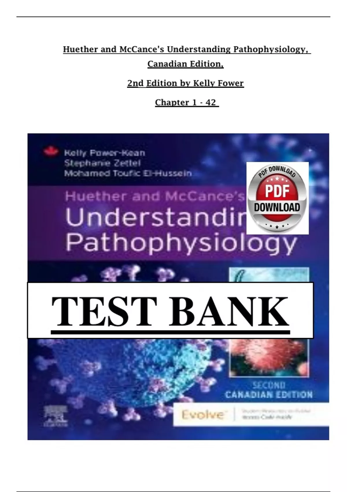 TEST BANK For Huether and McCance's Understanding Pathophysiology ...