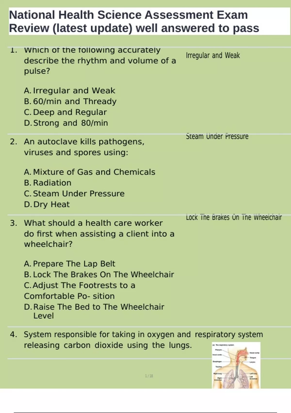 National Health Science Assessment Exam Review (latest update) well ...