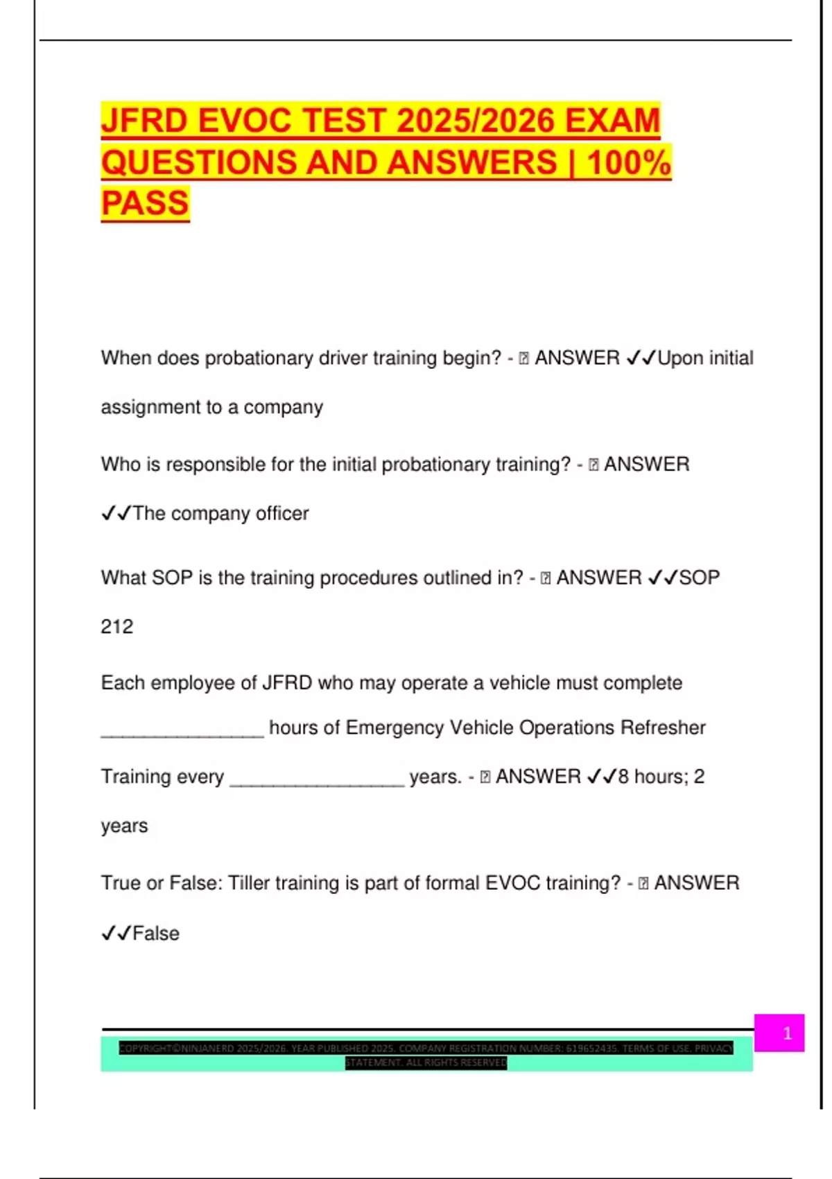 JFRD EVOC TEST 2025 2026 EXAM QUESTIONS AND ANSWERS 100 PASS JFRD JFRD EVOC TEST 2025 2026 EXAM QUESTIONS AND ANSWERS 100 PASS JFRD
