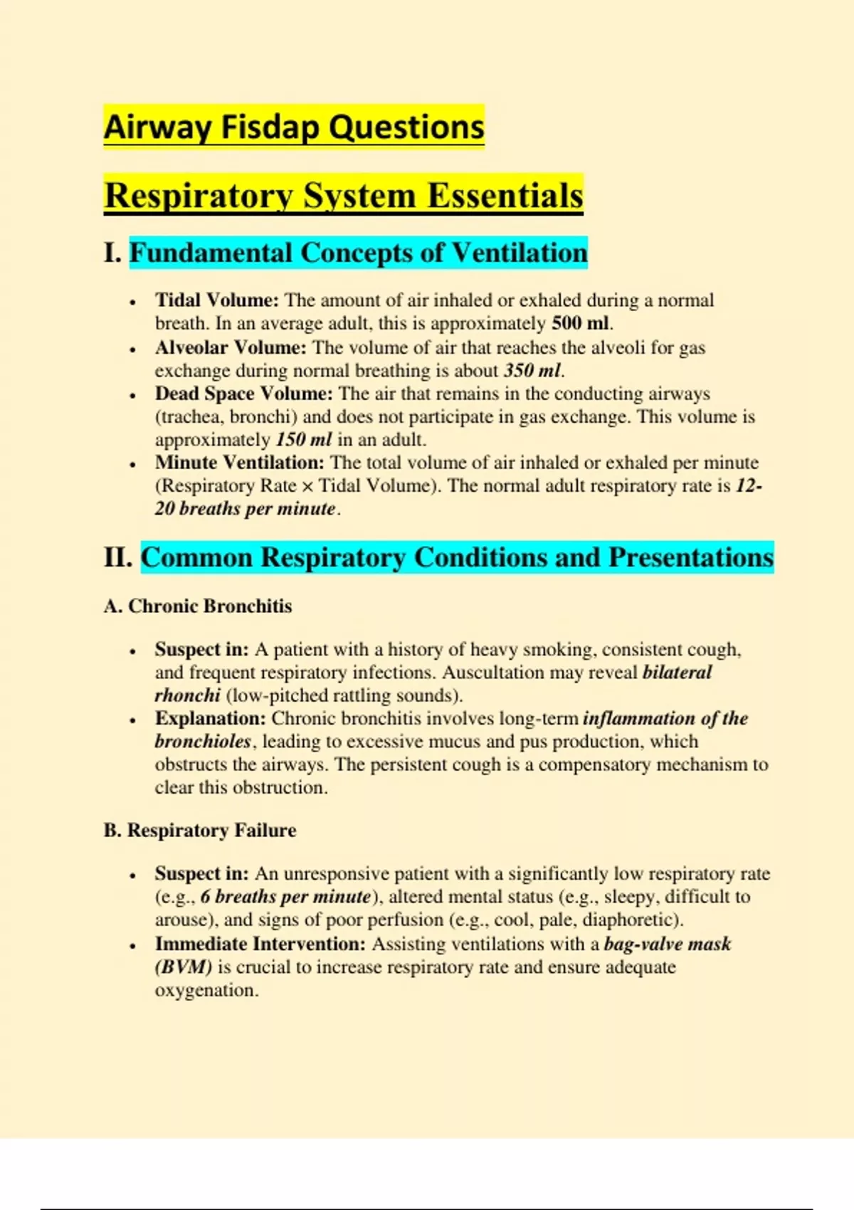 Airway Fisdap – Respiratory System Essentials (EMT/Paramedic Prep, US ...