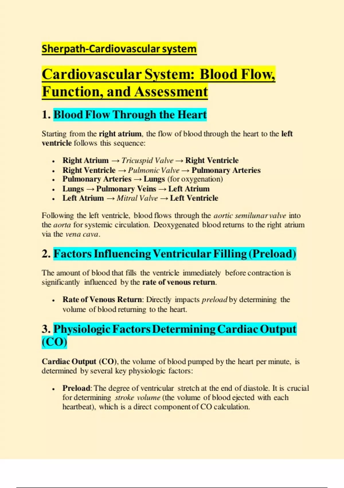 Cardiovascular System – Sherpath Overview (Blood Flow, Function, and Assessment) | Nursing ...