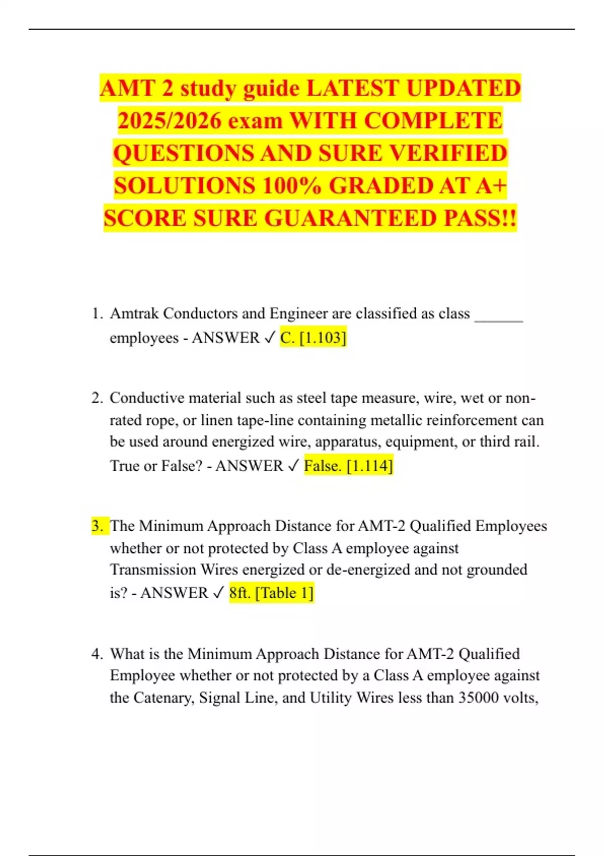 AMT 2 study guide LATEST UPDATED 2025/2026 exam WITH COMPLETE QUESTIONS ...