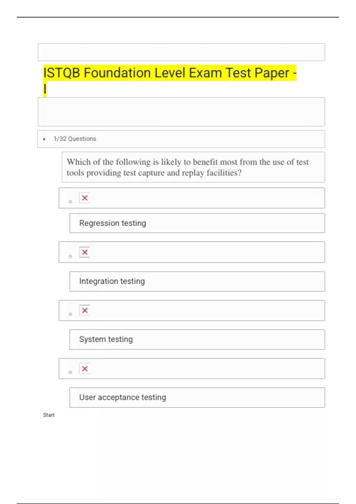 Istqb Foundation Level Exam Practice Test Paper With Sample Questions And Answers Istqb